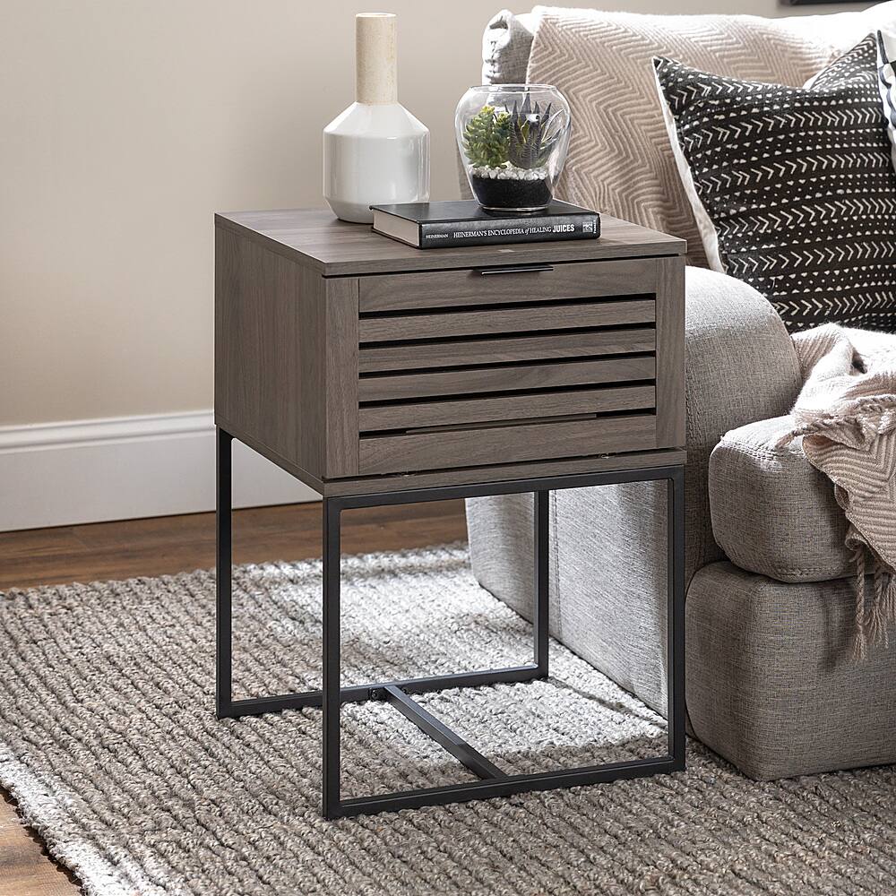 Best Buy: Walker Edison 2-Piece Modern Pull-Down Slat Door Side Table ...