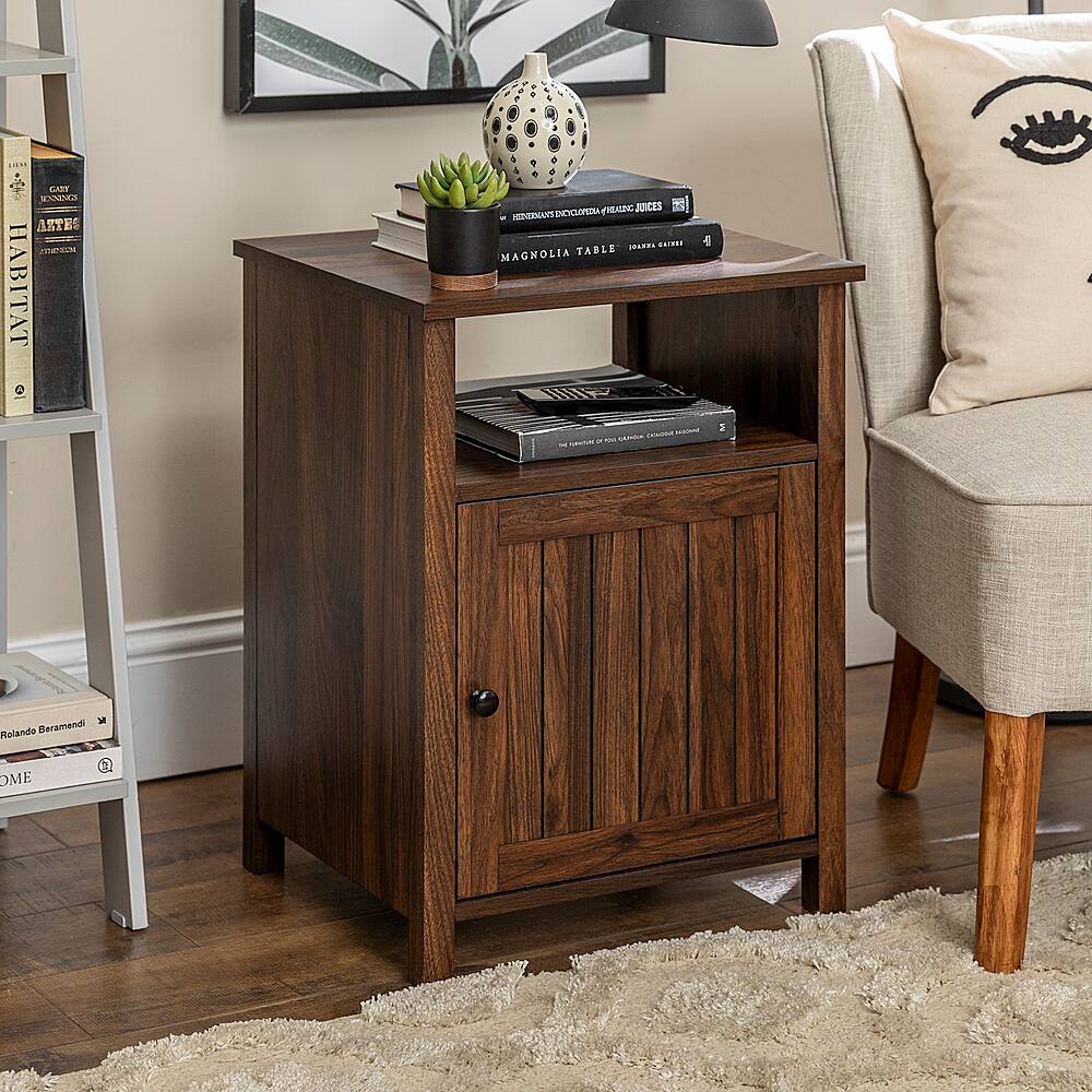 Best Buy: Walker Edison 2-Piece Farmhouse Grooved-Door Side Table Set ...