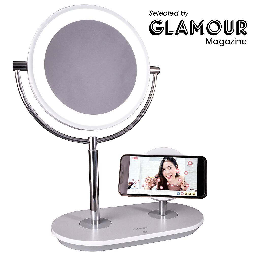 OttLite 320 Lumen LED Makeup Mirror with Qi Charging Silver/White ...