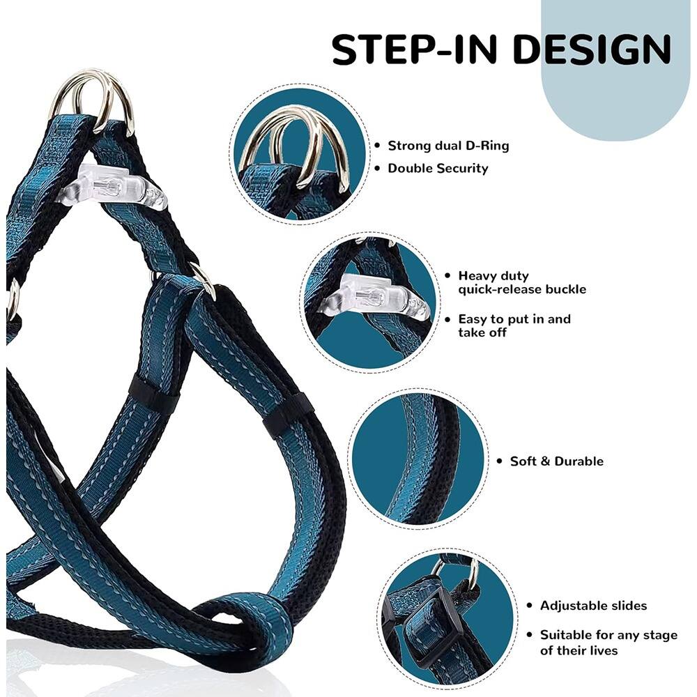 MOSZAR LLC Reflective Dog Harness, Collar & Leash Set – No Pull, Step ...
