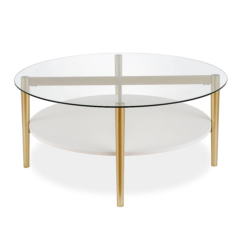 Best Buy: Camden&Wells Otto Coffee Table Brass and White Lacquer CT0139