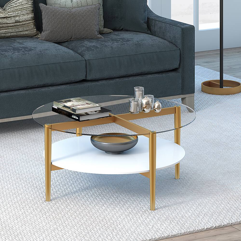 Best Buy: Camden&Wells Otto Coffee Table Brass and White Lacquer CT0139