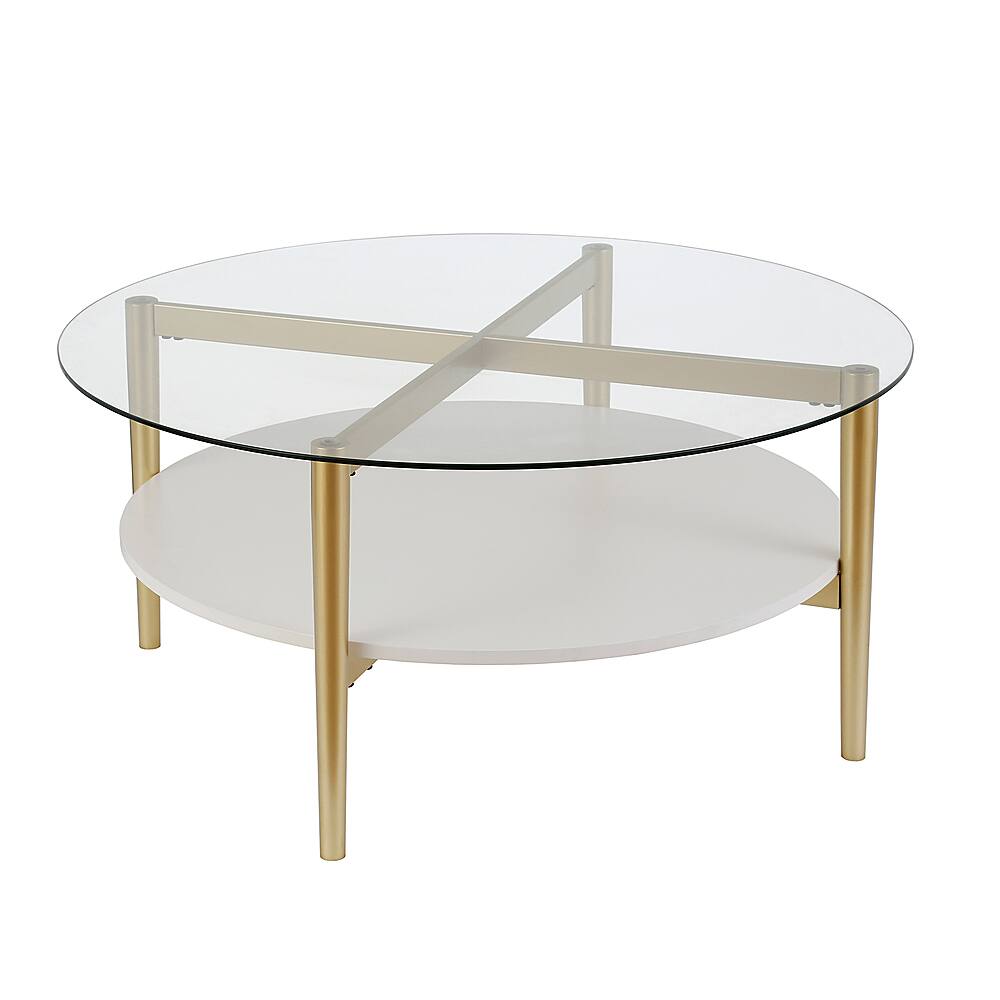 Best Buy: Camden&Wells Otto Coffee Table Brass and White Lacquer CT0139