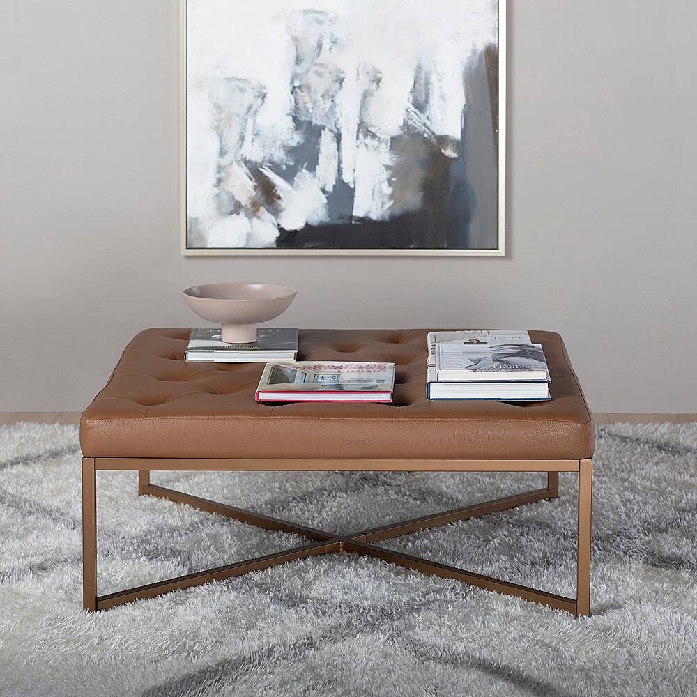 Best Buy: Studio Designs Camber Indoor Square Modern Leather and Metal ...