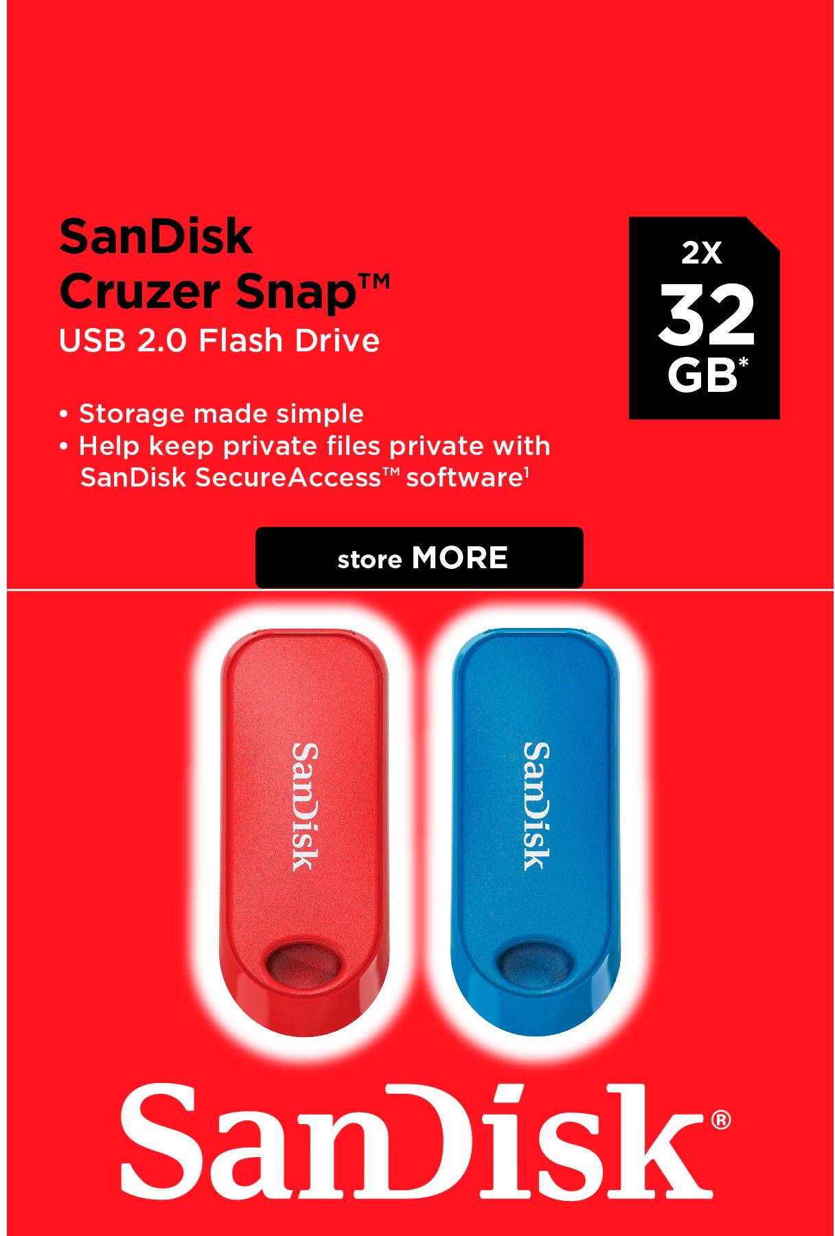 Best Buy: SanDisk Cruzer Snap 32GB USB 2.0 Type-A Flash Drive (2-Pack ...