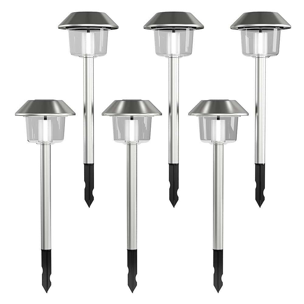 Best Buy: Nature Spring Solar Pathway Lights Set of 6 Stainless Steel ...