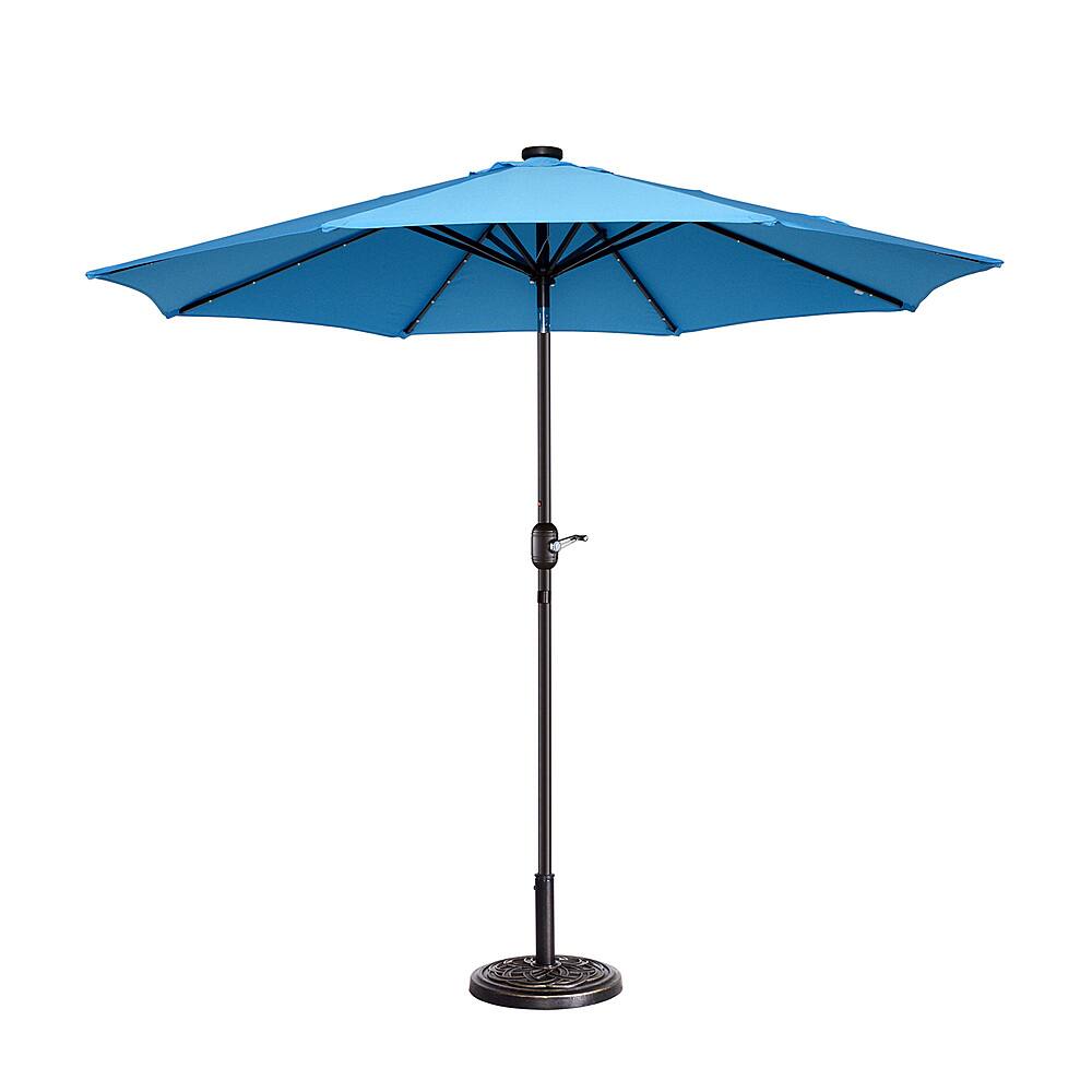 Nature Spring 9 Foot Patio Umbrella with Solar LED Lights Blue ...