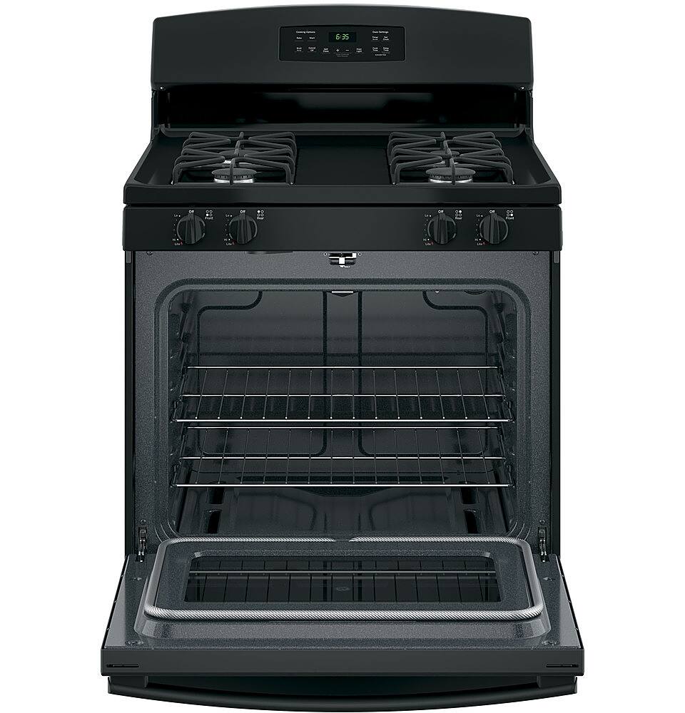 Best Buy: GE 5.0 Cu. Ft. Self-Cleaning Freestanding Gas Range Black ...
