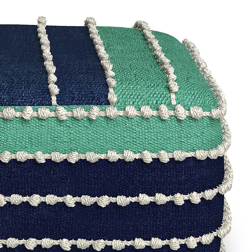 Best Buy: Simpli Home Garbo Outdoor Square Pouf with UV Protection Aqua ...