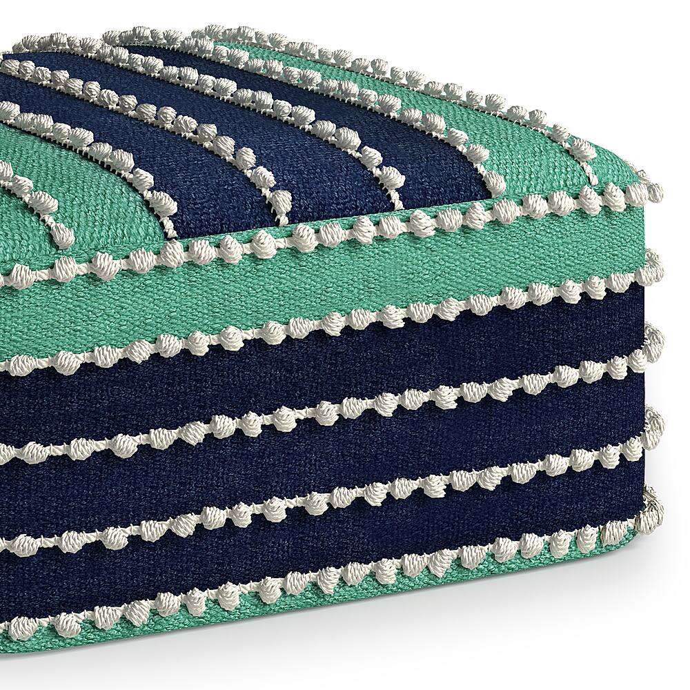 Best Buy: Simpli Home Garbo Outdoor Square Pouf with UV Protection Aqua, Navy and White AXCODPF ...