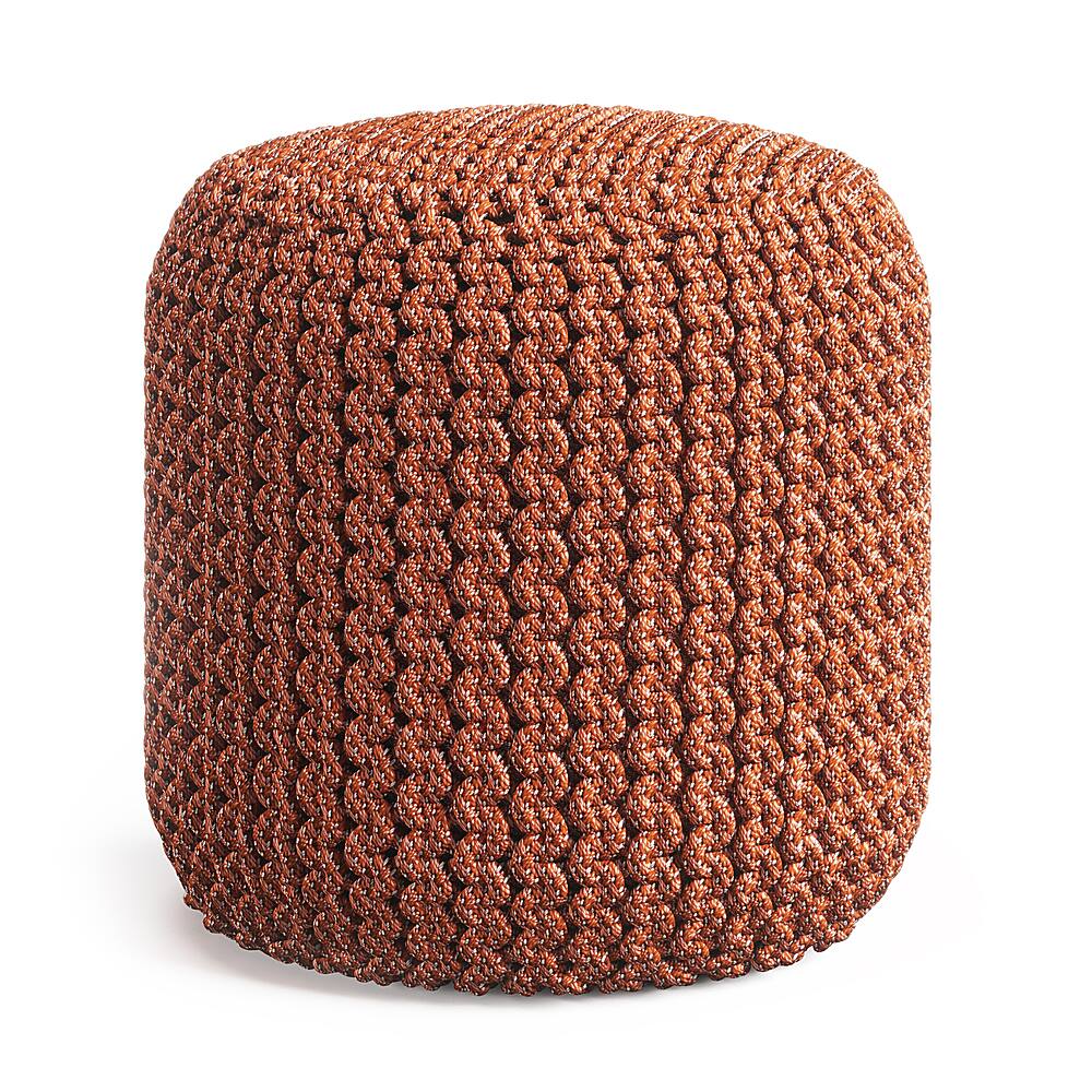 Best Buy: Simpli Home Wynne Round Knitted Pouf Orange AXCODPF-888-OR