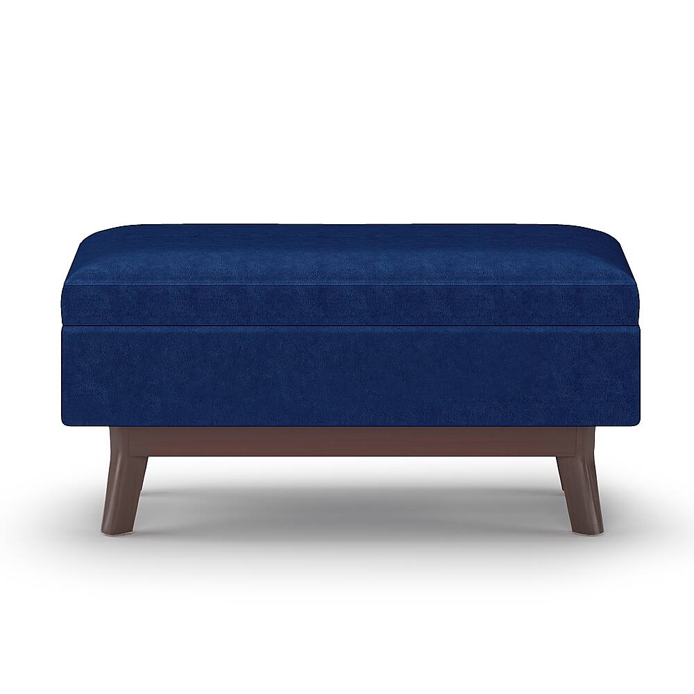 Best Buy: Simpli Home Owen Small Rectangular Storage Ottoman Blue ...