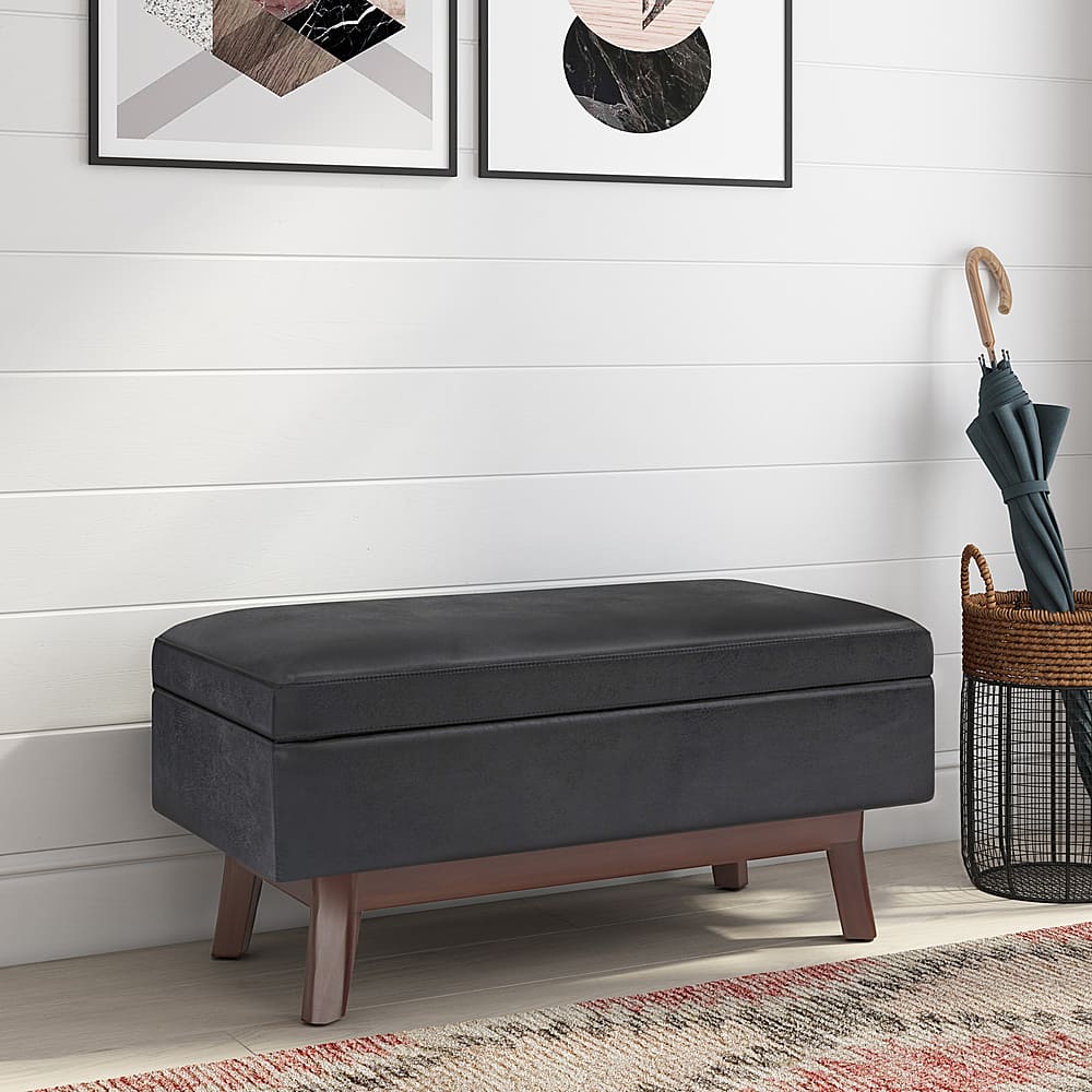 Best Buy: Simpli Home Owen Small Rectangular Storage Ottoman Distressed ...