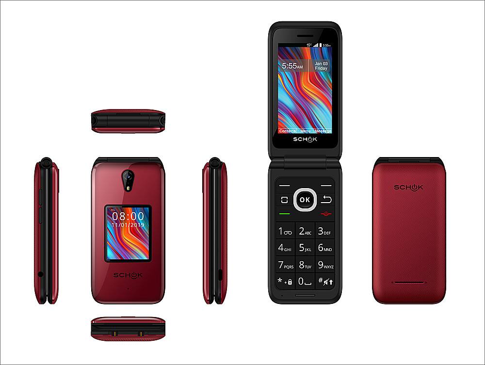 Schok Classic Flip Phone (Unlocked GSM / Verizon) Blue, Red SC3218 ...