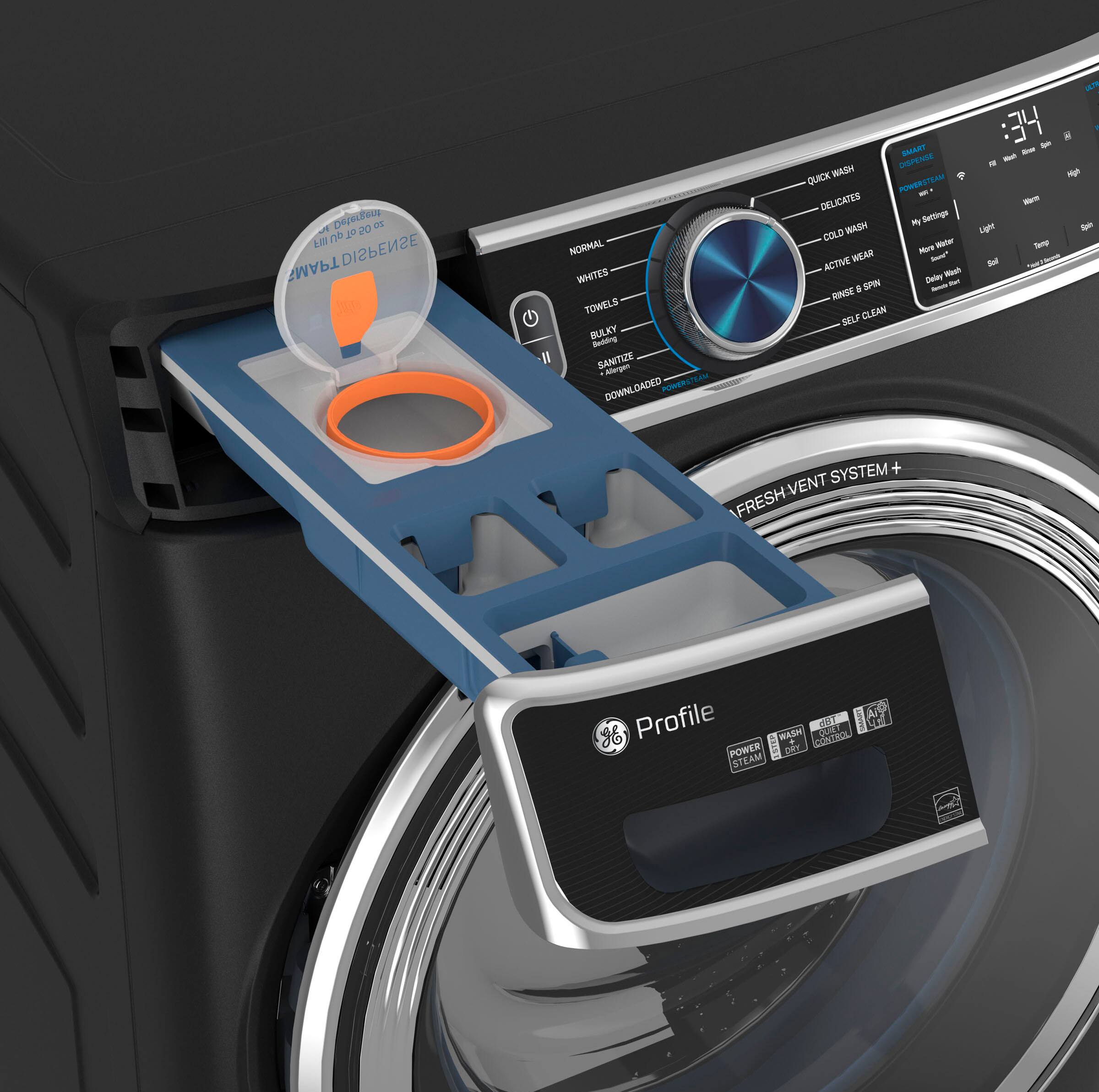 GE Profile 5.3 Cu. Ft. Stackable Smart Front Load Washer with Steam and ...