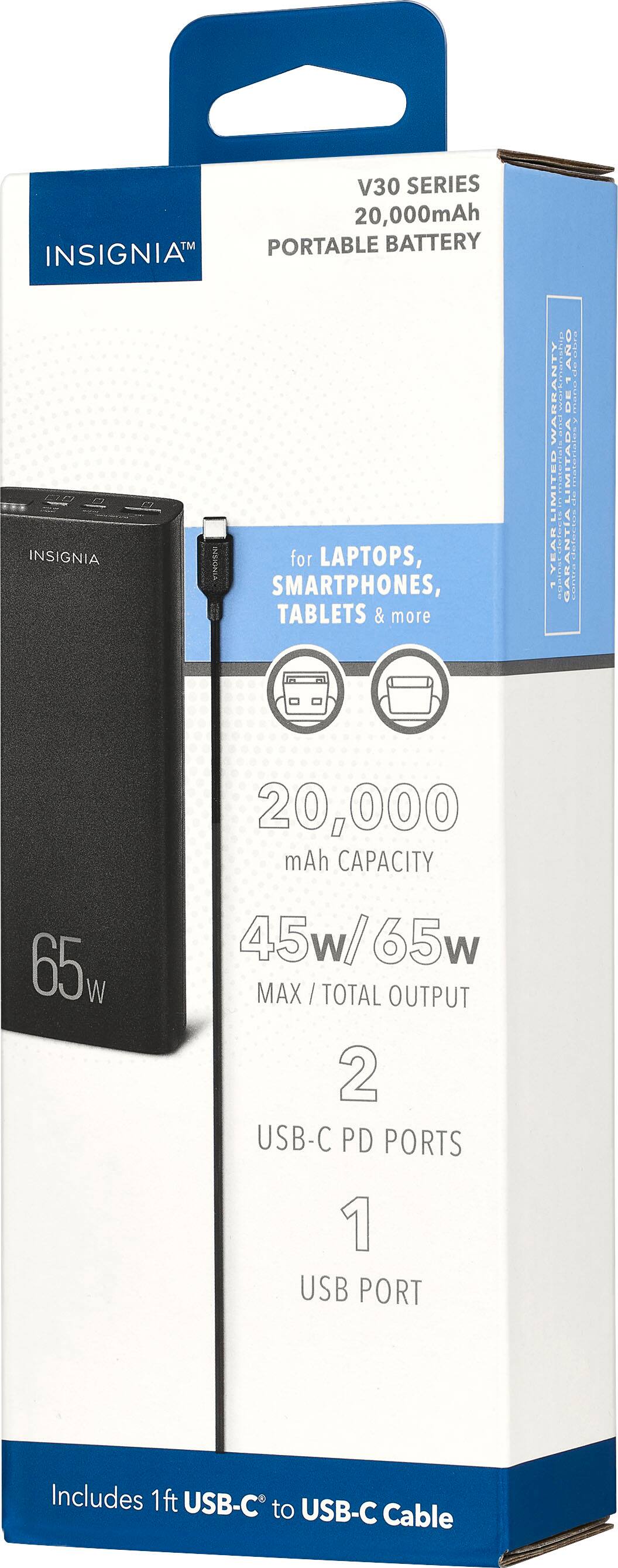 Best Buy: Insignia™ 20,000mAh Portable Charger for Laptops and Most USB ...