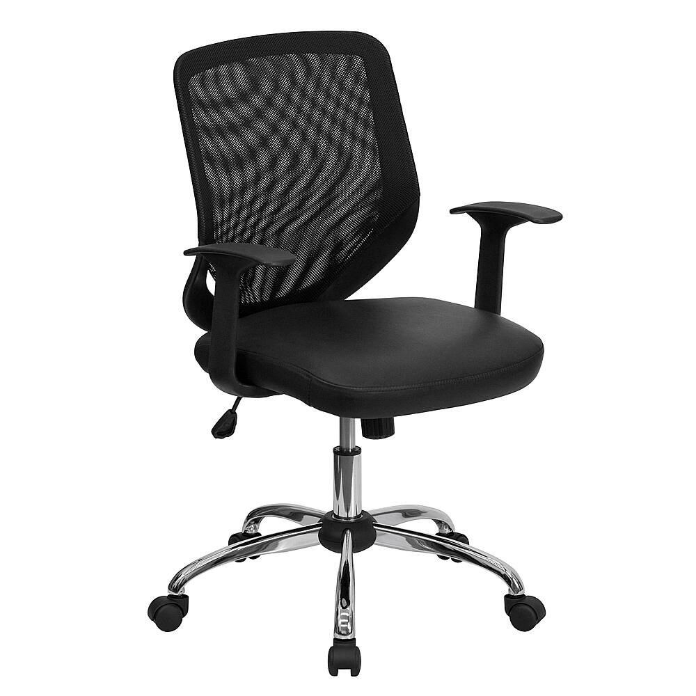 Alamont Home Norris Contemporary Leatherfaux Leather Swivel Office Chair Black Leathersoftmesh