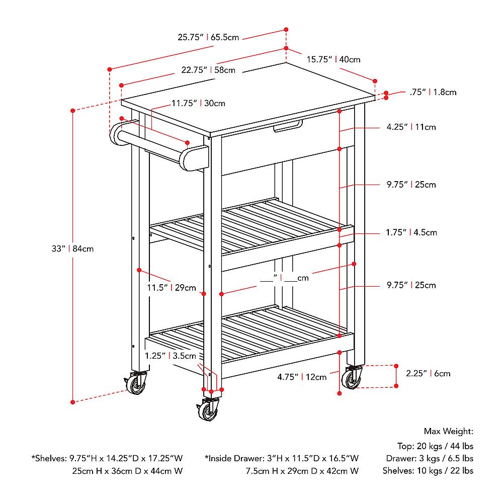 Best Buy: CorLiving Sage Open Storage Wood Kitchen Cart White KNT-111-C