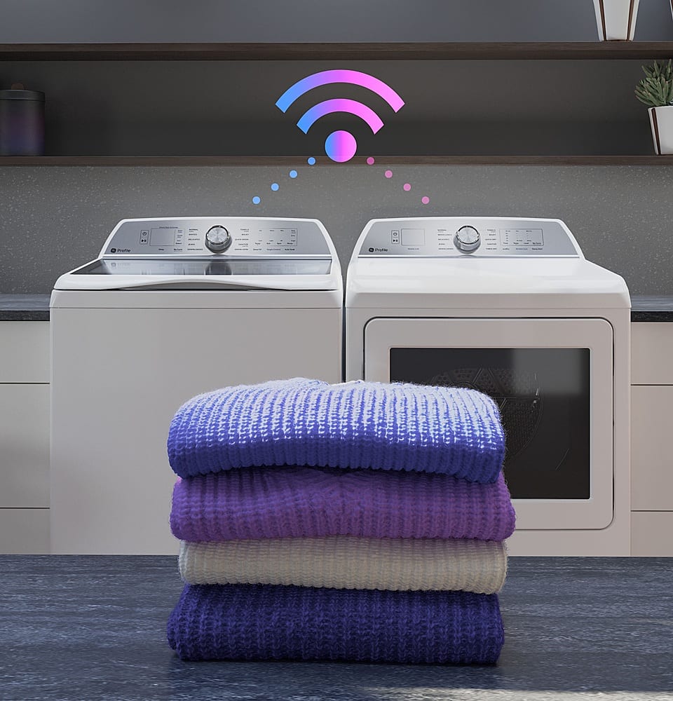 GE Profile 7.4 Cu. ft. White Smart Gas Dryer with Sanitize Cycle and Sensor Dry PTD70GBSTWS