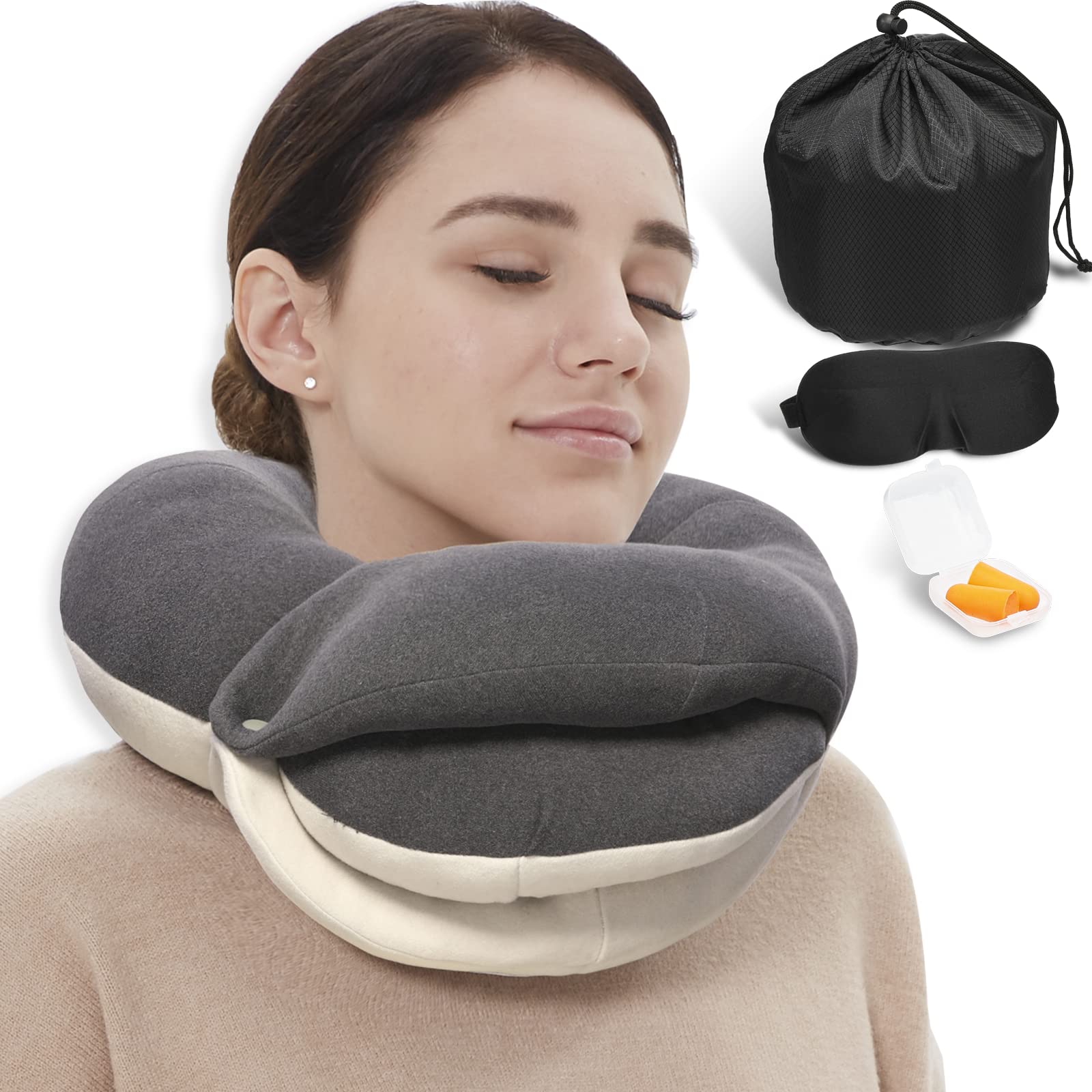 Pacoar Cade Travel Pillows For Airplane 360° Head Support Sleeping Long ...