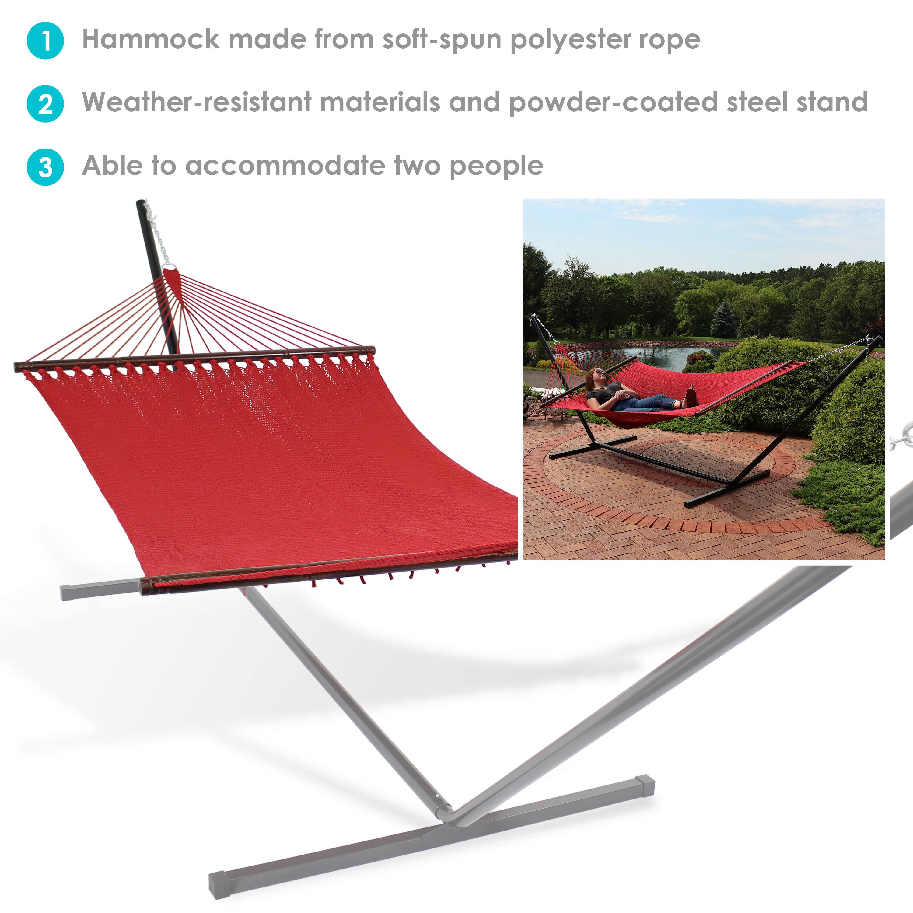 Sunnydaze 2 Person Polyester Rope Hammock with Steel Stand Red LY-CJH ...