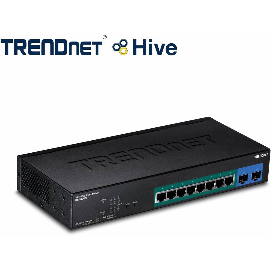 Trendnet 10 Port Gigabit Web Smart PoE+ Switch, 8 x Gigabit PoE+ Ports ...