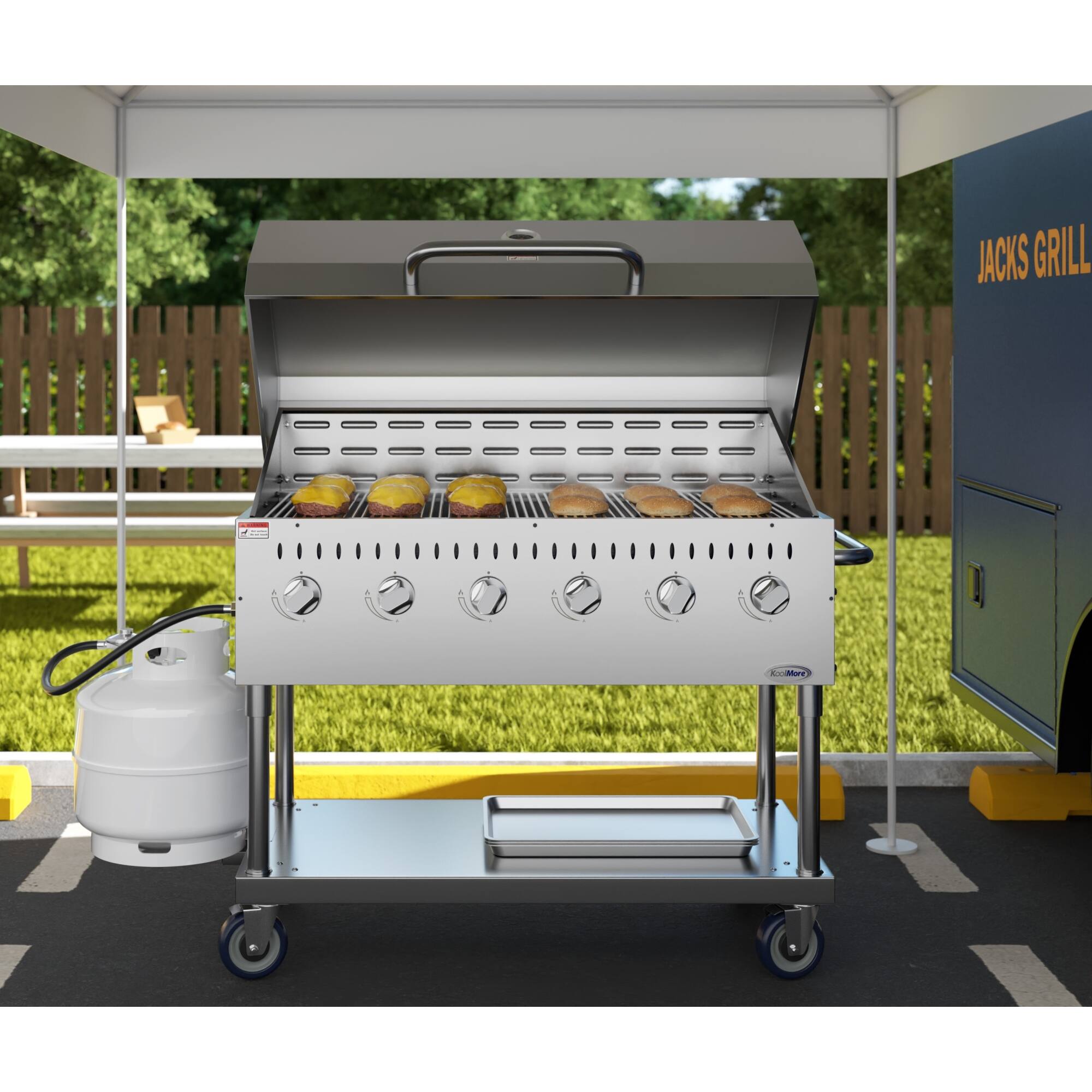 Koolmore 48 in. Commercial Outdoor Propane Gas Grill with Roll Dome Cover, ETL Listed in ...