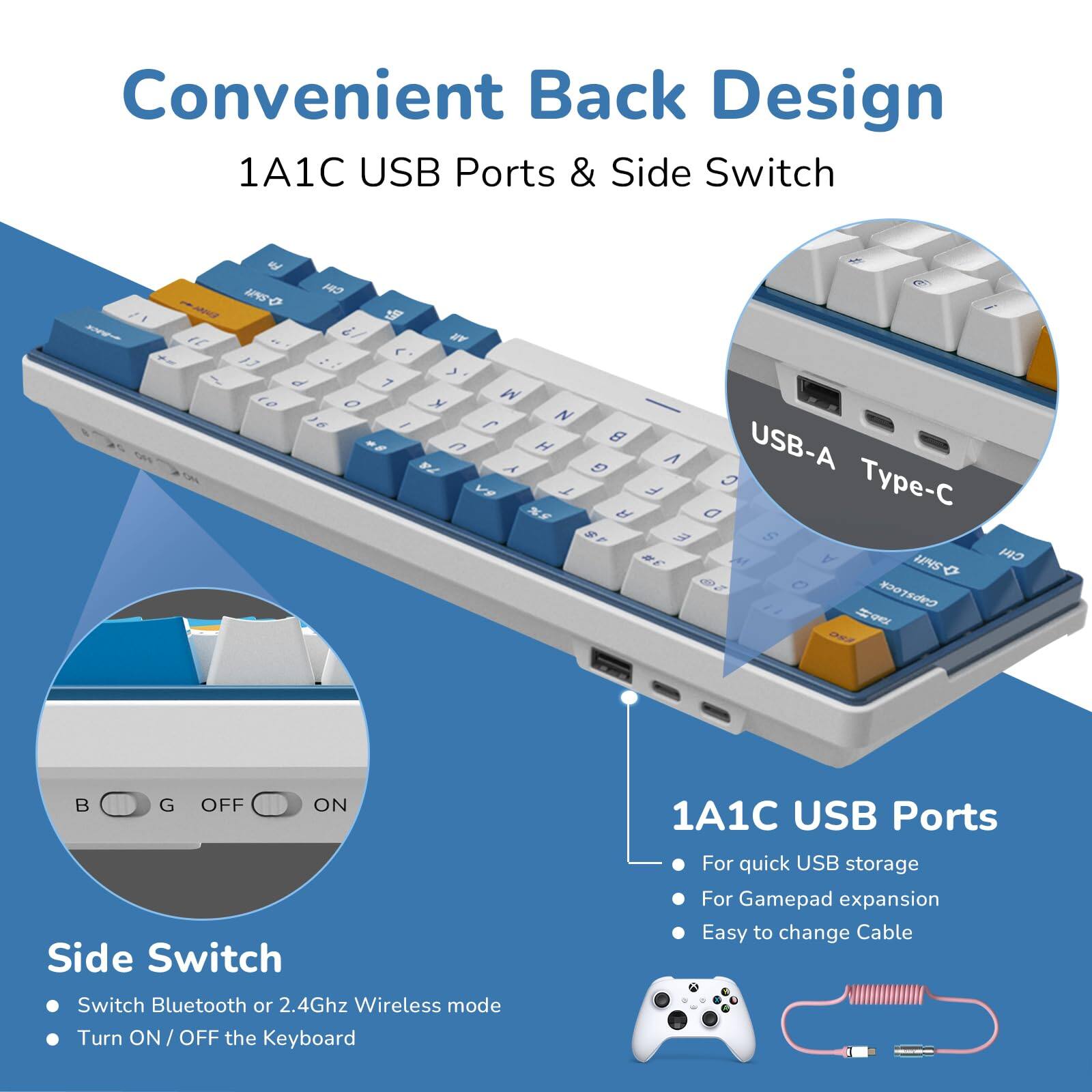 Pacoar Cade Rk61 Plus Wireless Mechanical 60 Percent Gaming W/bluetooth ...