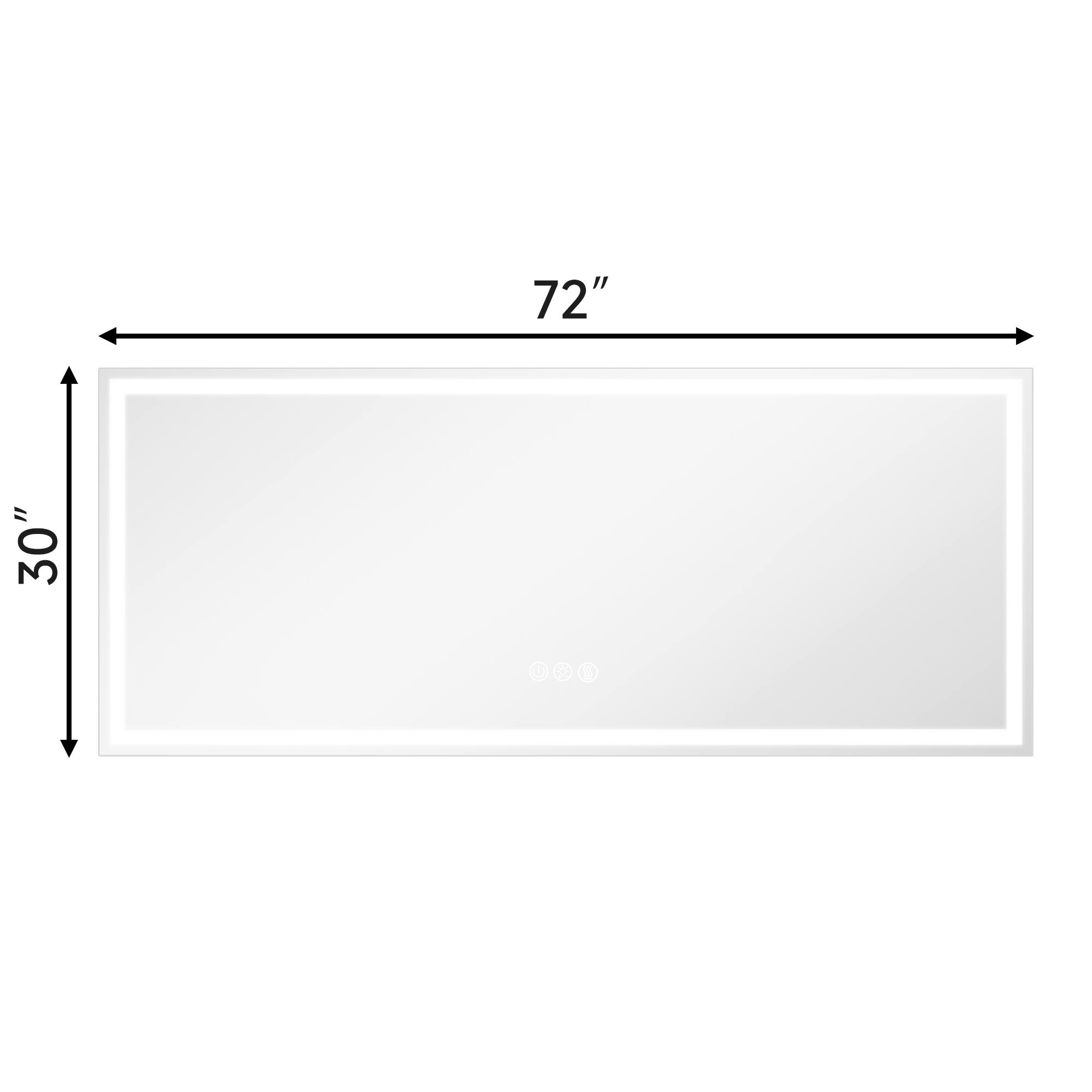 LOVMOR 72 x 30 Inches Tempered Glass LED Bathroom Mirror with Anti Fog ...
