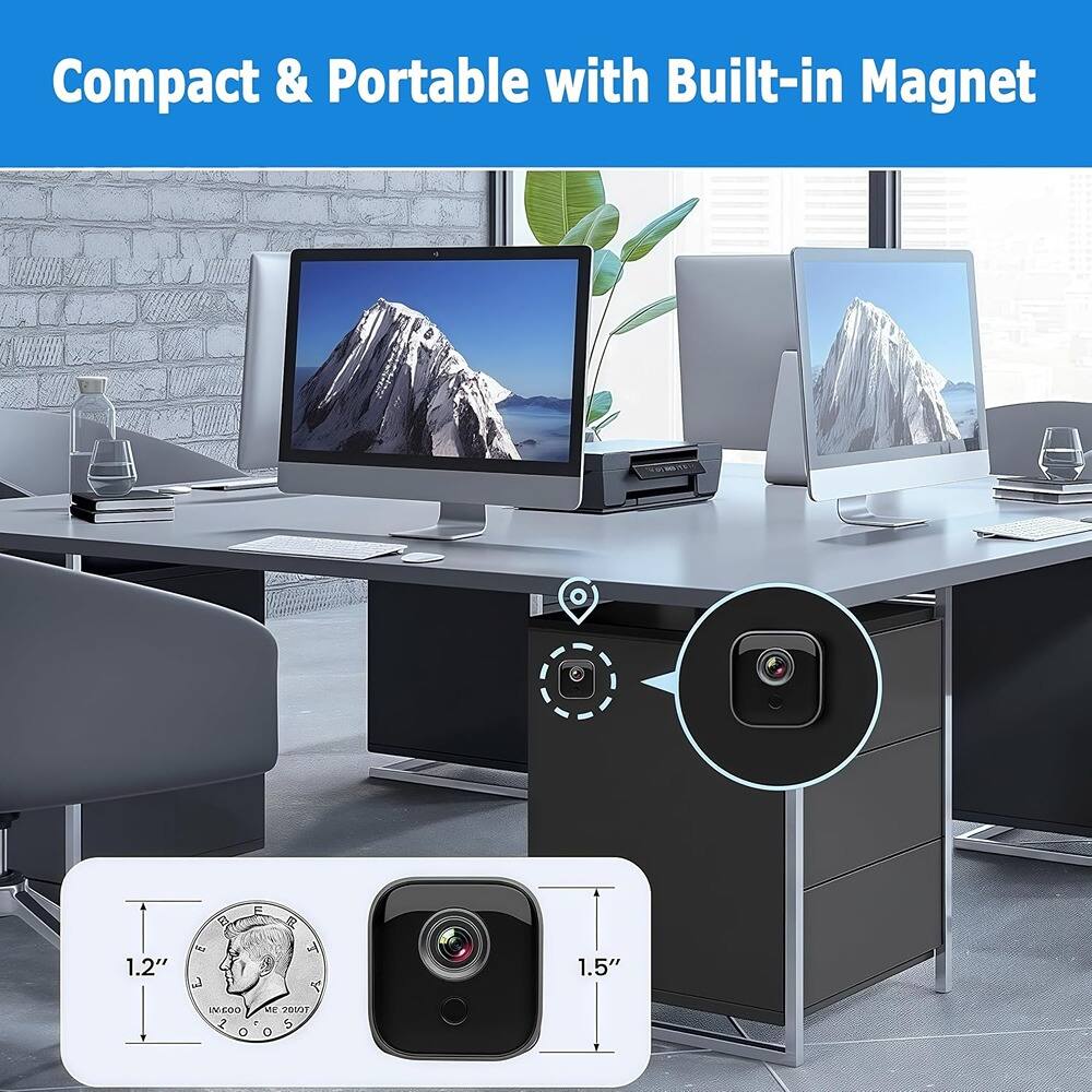 RTMB Mini Hidden Spy Camera, 2K HD WiFi Nanny Cam with Magnetic Mount ...