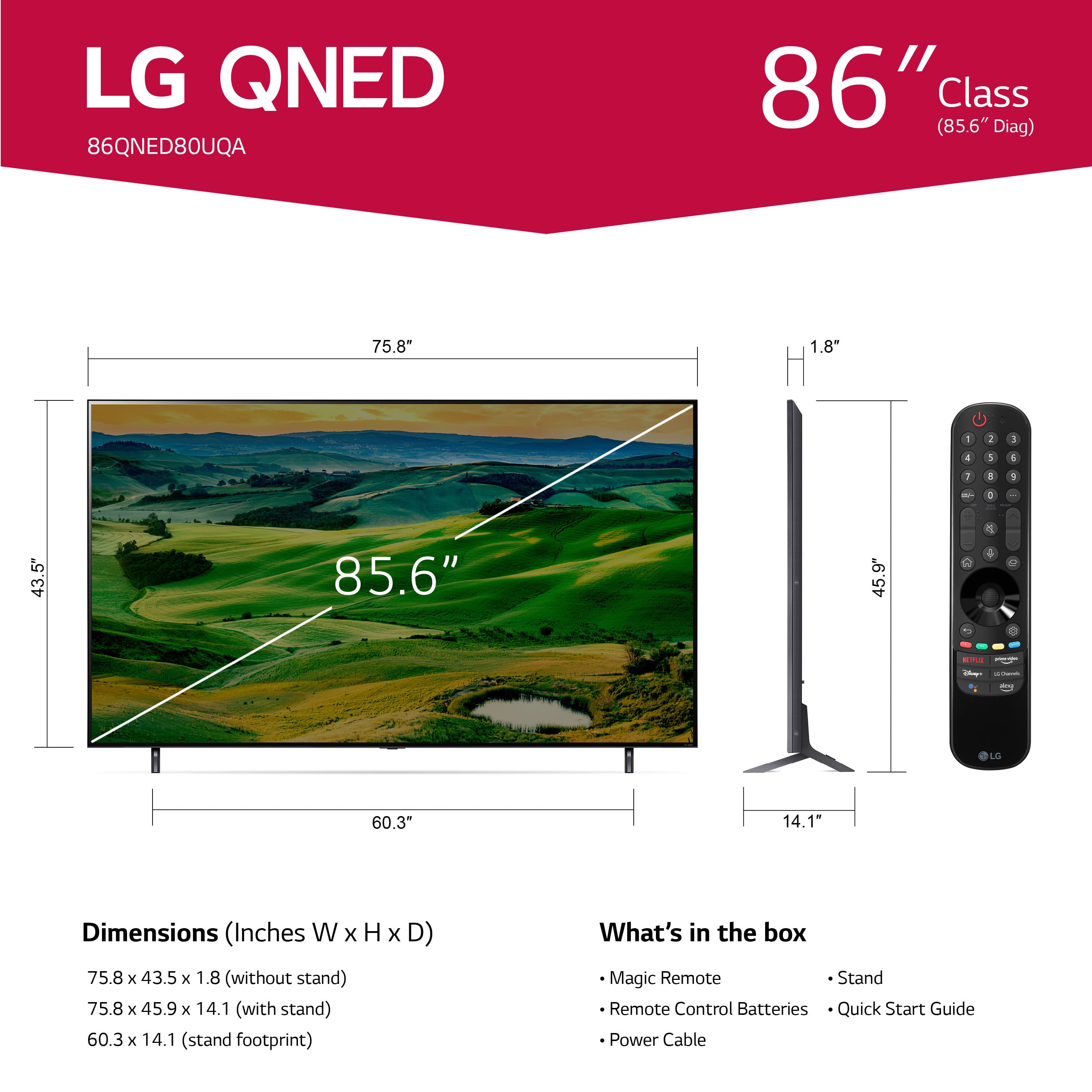 Best Buy: LG 86" Class 80 Series QNED 4K UHD Smart webOS TV 86QNED80UQA