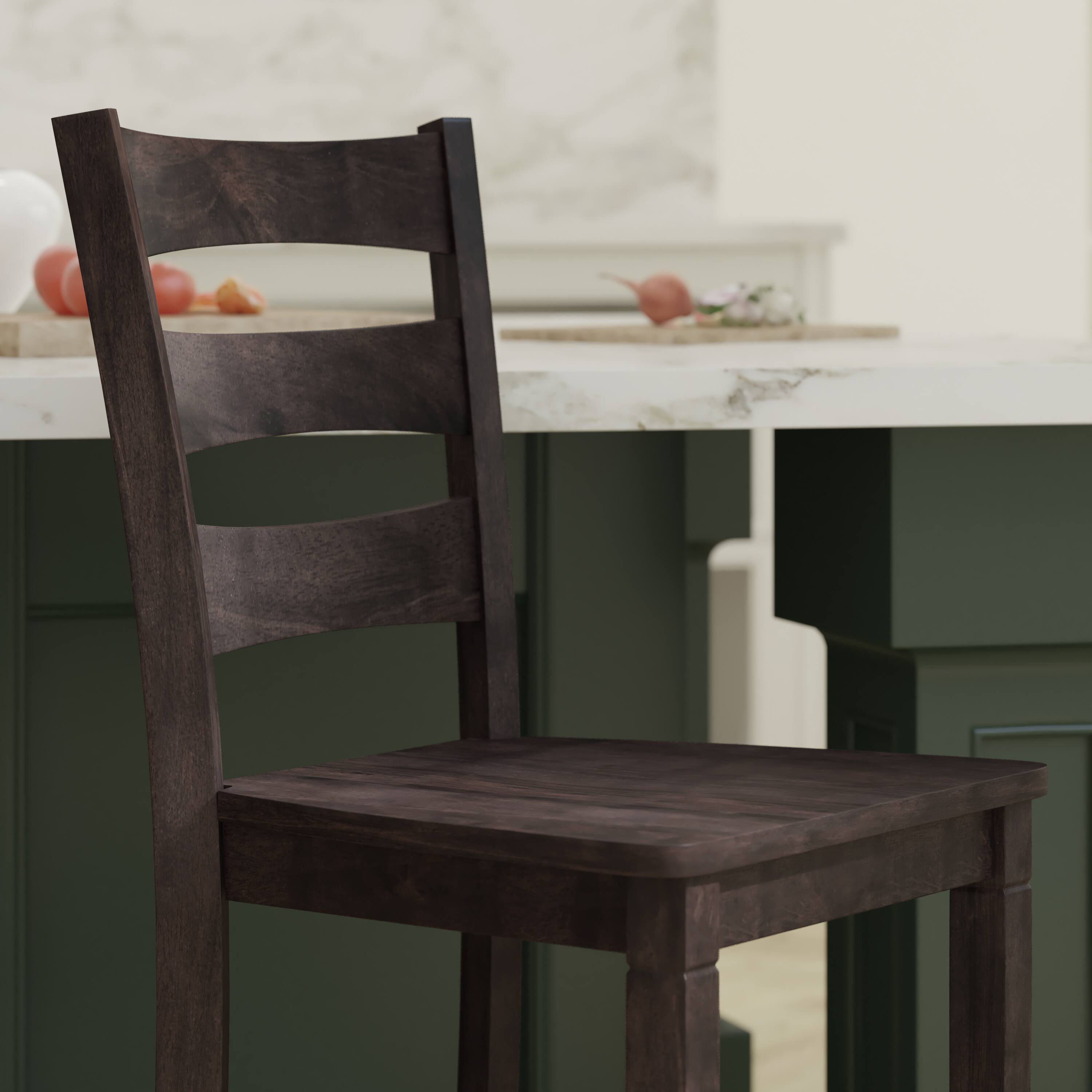 Emma + Oliver Lana Set of 2 Classic Wood Dining Stool with Ladderback ...