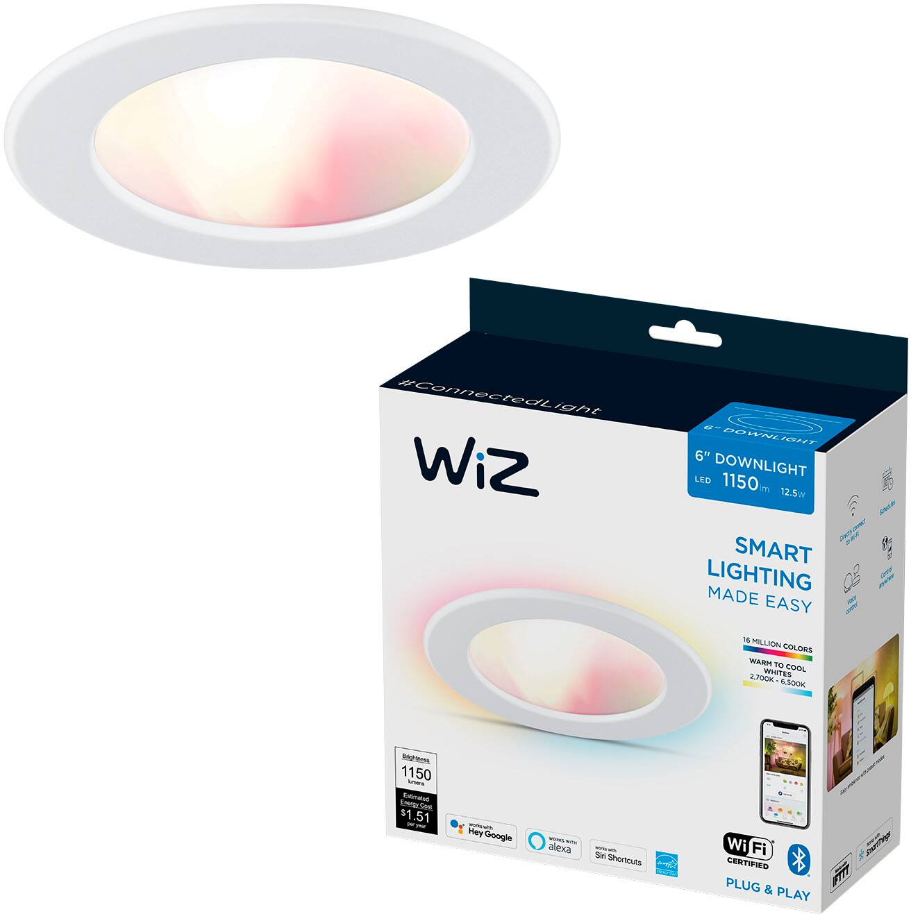 WiZ 6" Recessed Color and Tunable Wi Fi Smart LED Downlight White 604298 - Best Buy