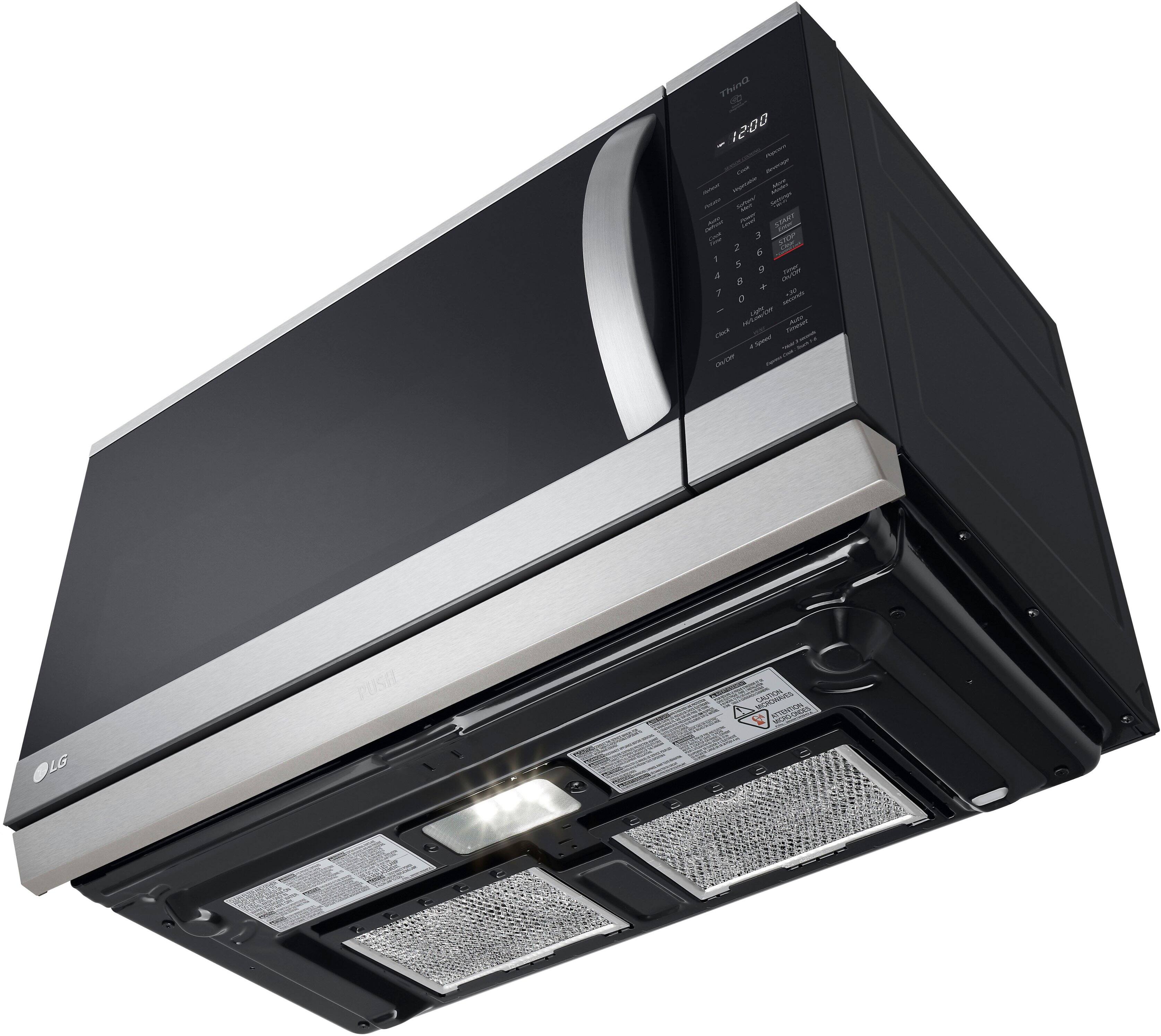 LG 2.1 Cu. Ft. Over the Range Smart Microwave with Sensor Cooking and ExtendaVent 2.0 Stainless ...