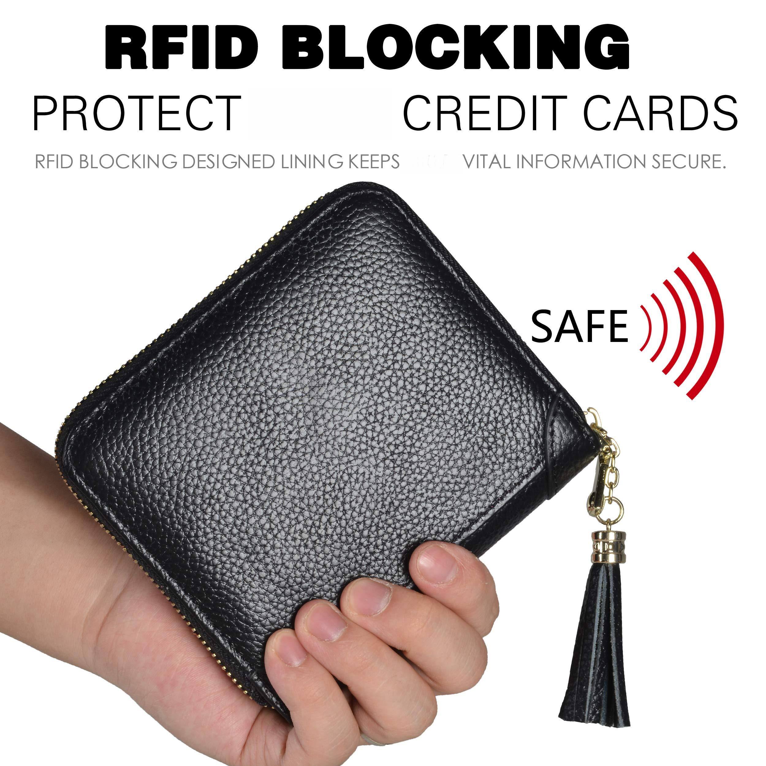 Jadie Link Womens Credit Card Holder Wallet Zip Leather Case Rfid ...