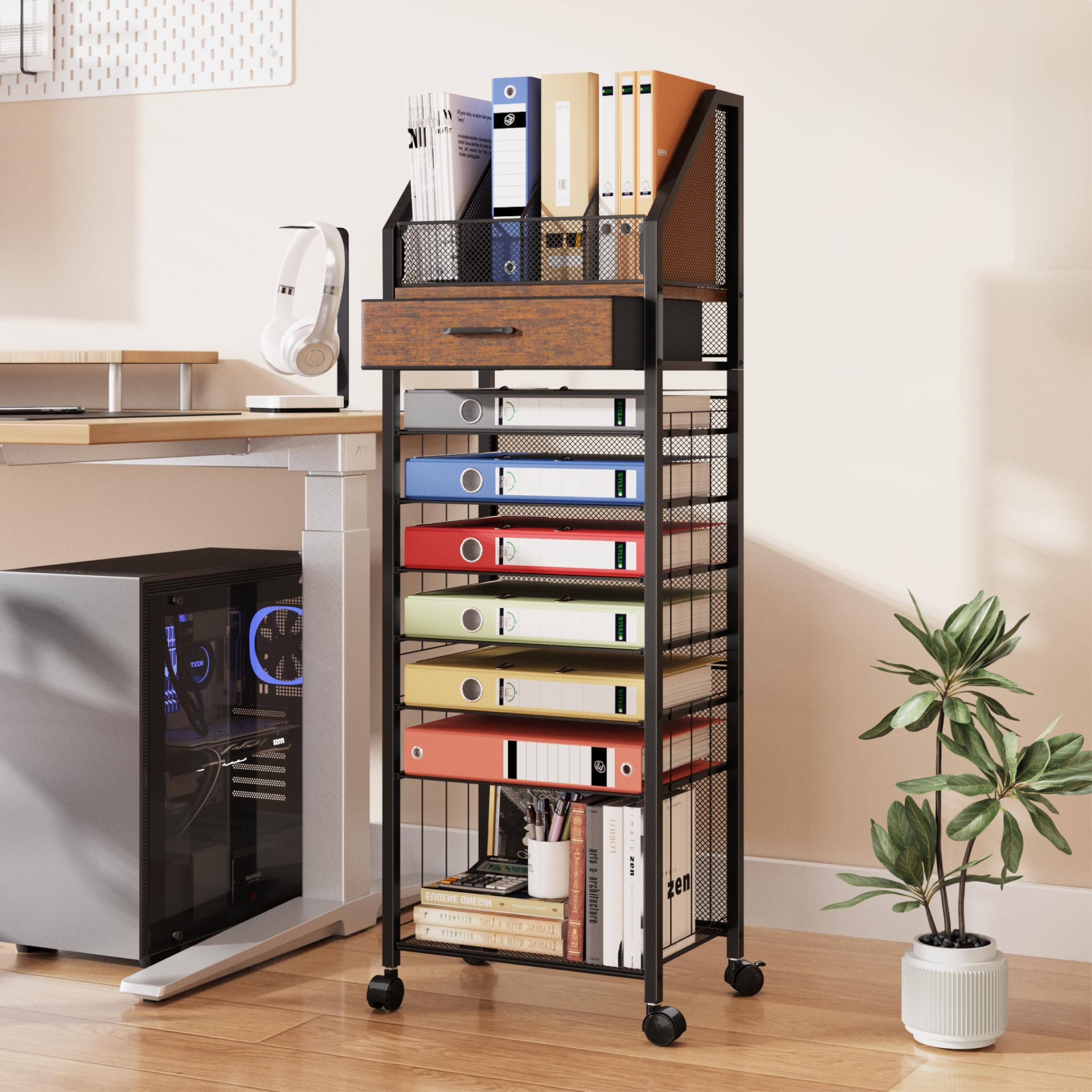 Paradigms Interiors 9 tier Rolling File Cart Paper Organizer With ...