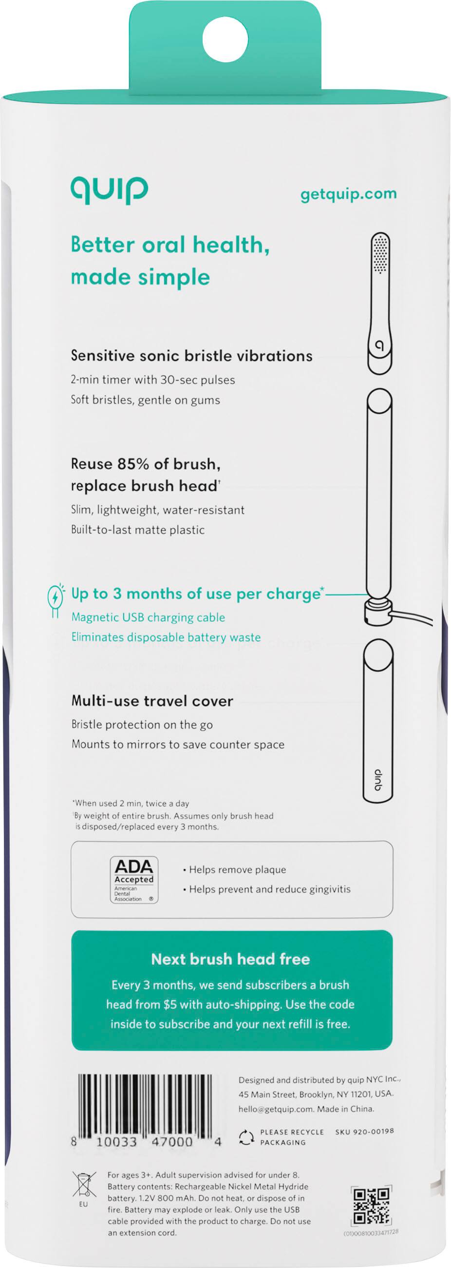 Best Buy: Quip Rechargeable Electric Toothbrush Midnight Blue 920-00198