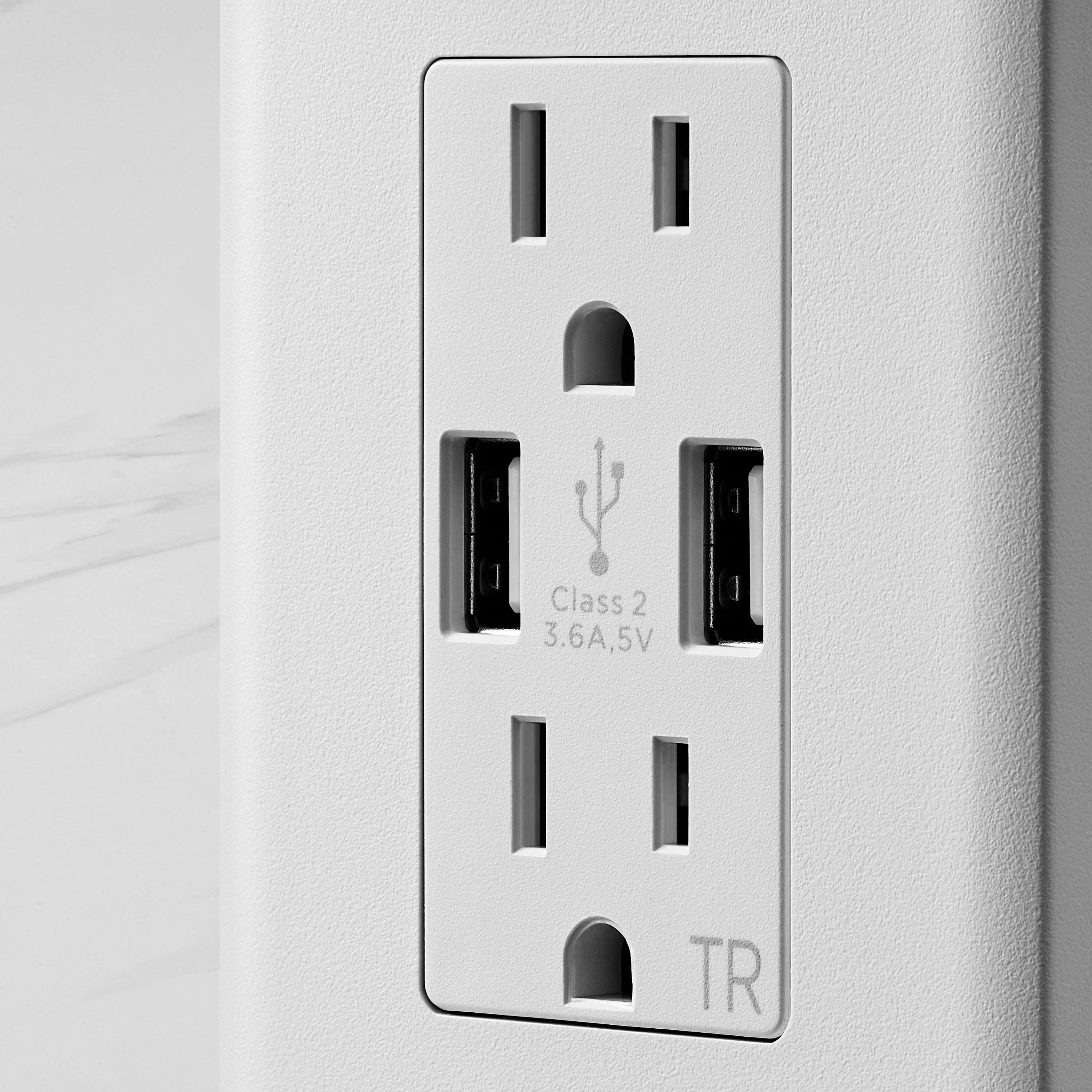Insignia™ 2 Pack 2 Outlet In Wall Outlet with 2 USB Ports White NS ...