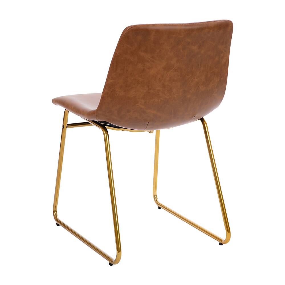 Alamont Home Butler 18" High Dining Chair Light Brown LeatherSoft/Gold ...