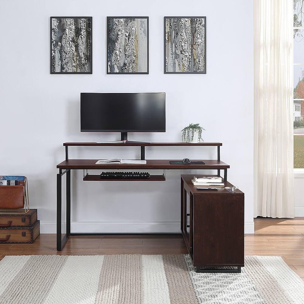 Best Buy: OSP Home Furnishings Vanmor L Shaped Desk Woodgrain VAN60