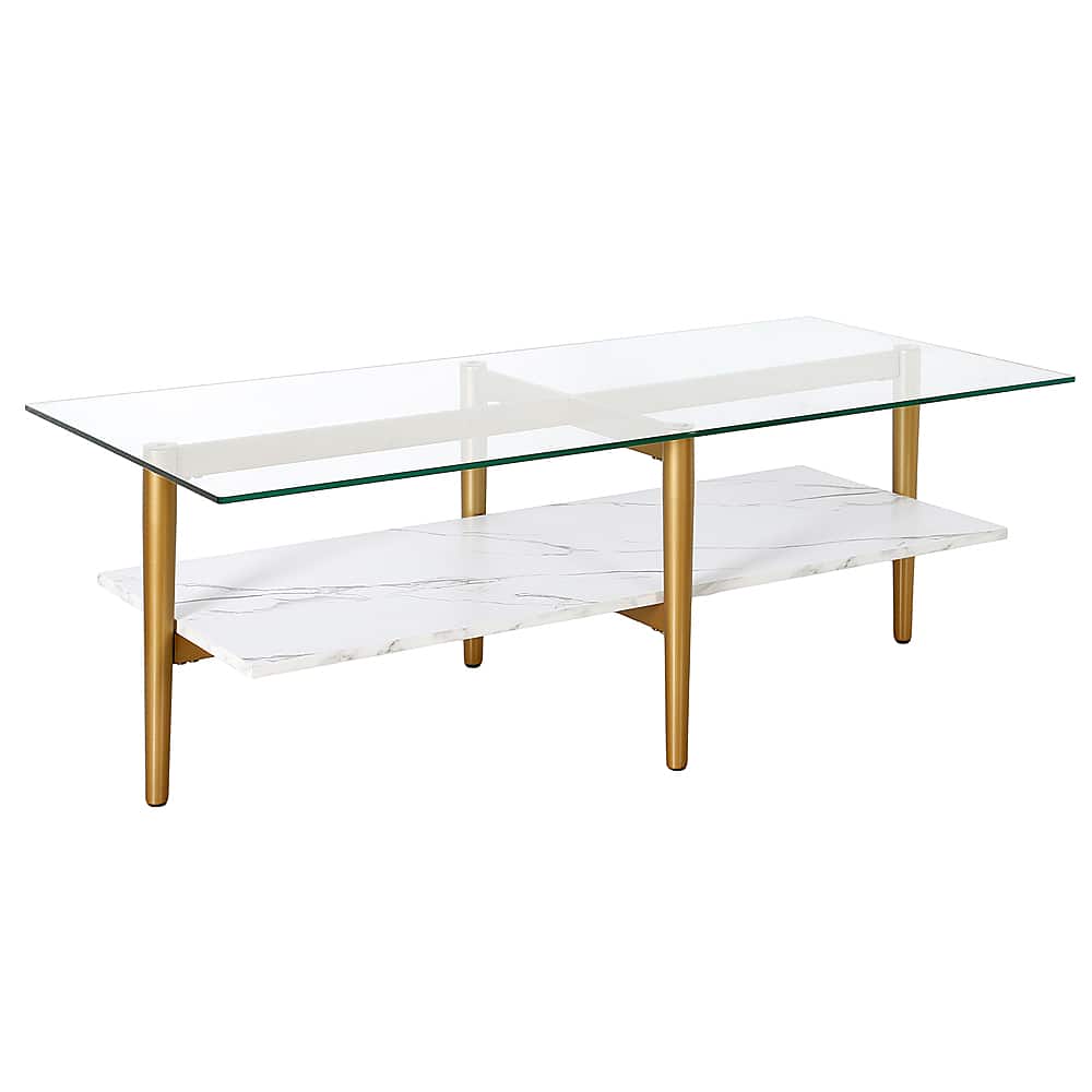 Best Buy: Camden&Wells Otto Rectangular Coffee Table Brass/Faux Marble CT1514