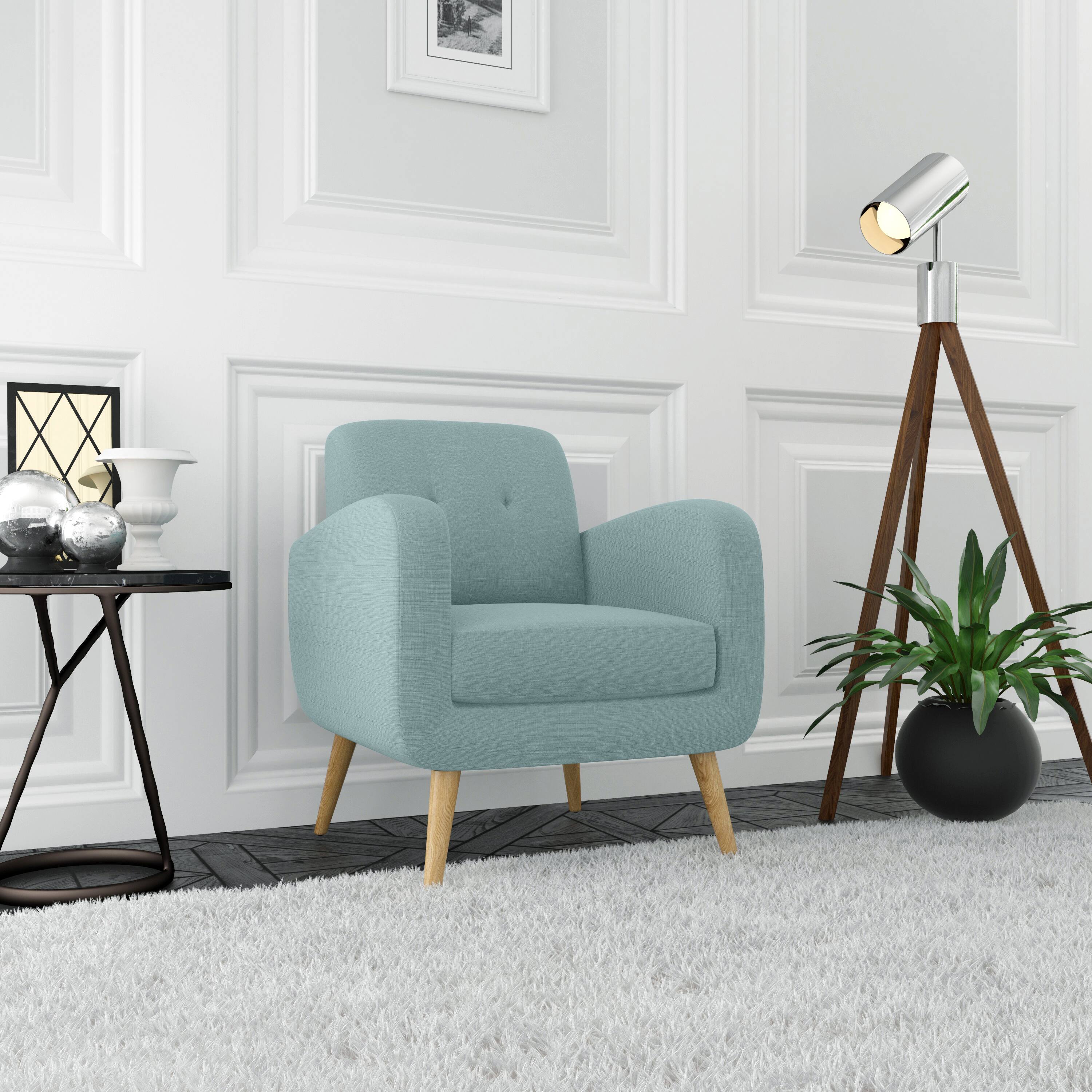 Best Buy: Handy Living Kenneth Mid-Century Modern Linen Armchair with ...