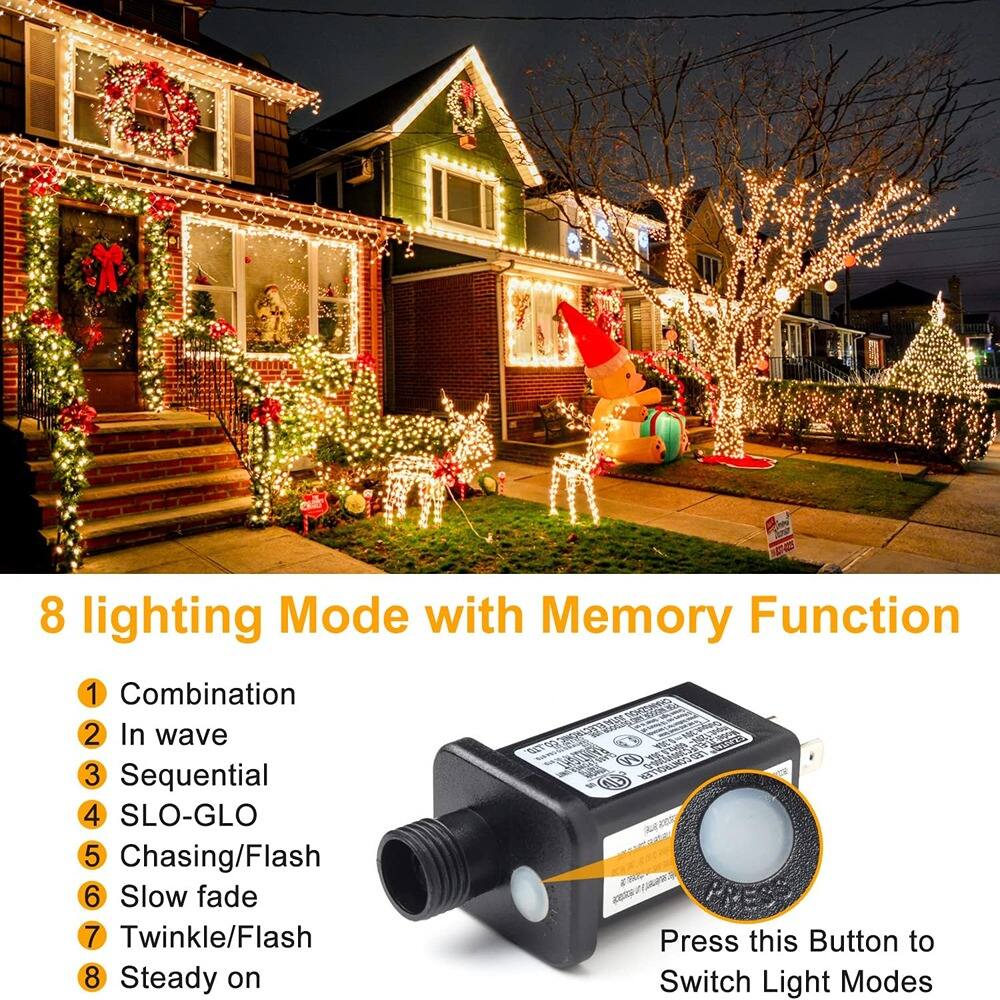 PARKER SLATER 105 foot, 300 LED Christmas lights that are plug in Warm ...