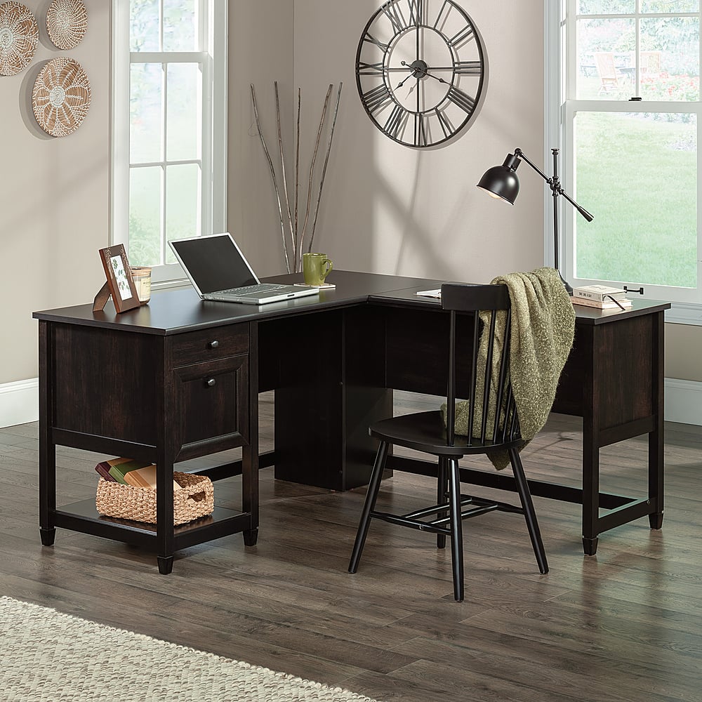 Sauder Edge Water L-shaped Desk Black 431582 - Best Buy