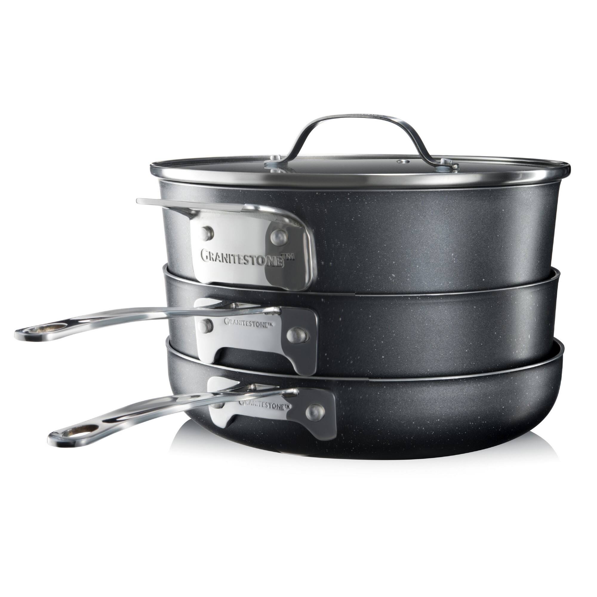 Granitestone Stackmaster 5 Piece Space Saving Nonstick Cookware Set ...
