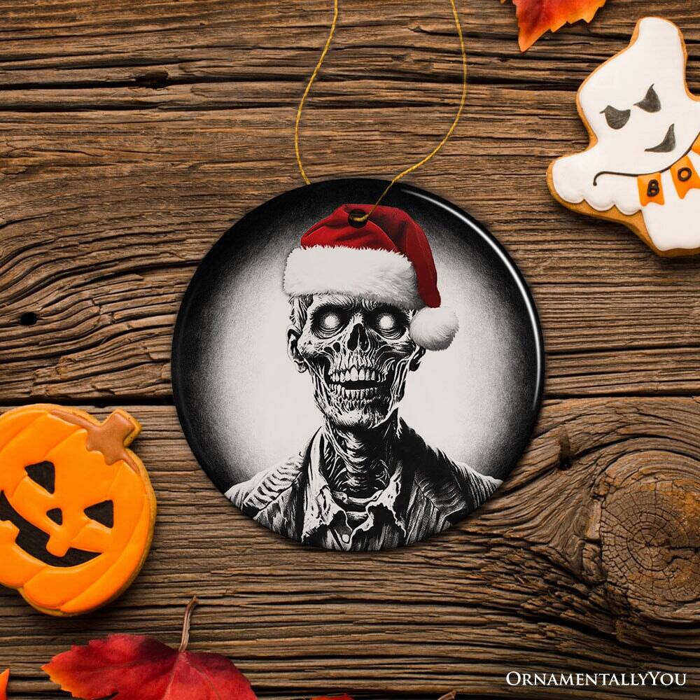 OrnamentallyYou Ghastly Undead Zombie with Santa Hat Ornament Eerie ...