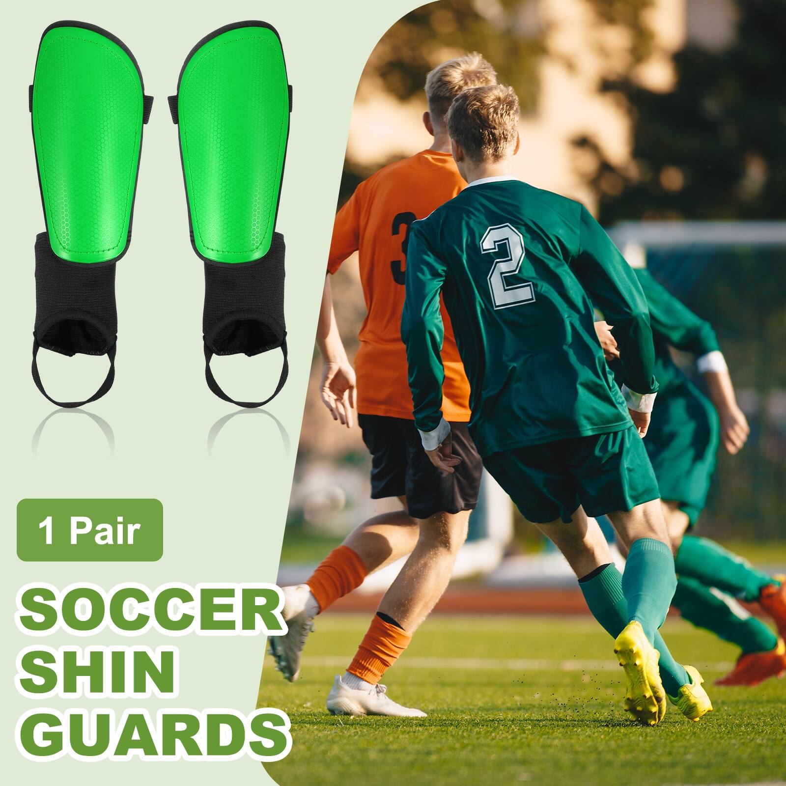 Unique Bargains Soccer Shin Guards, Shin Pads EVA Cushion with Ankle ...