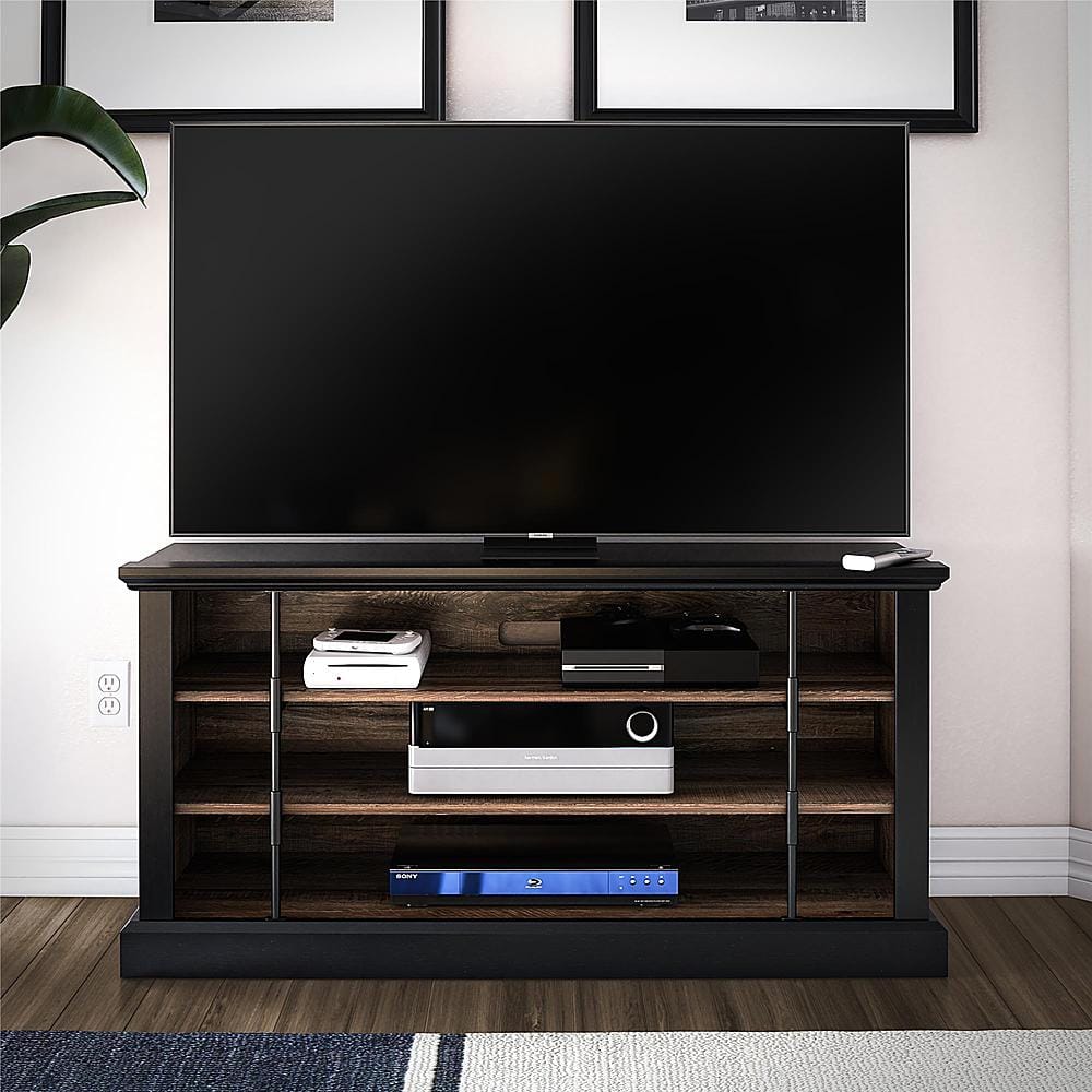 Best Buy: Ameriwood Home Hoffman Rustic Two-Toned TV Stand Black 4294407COM