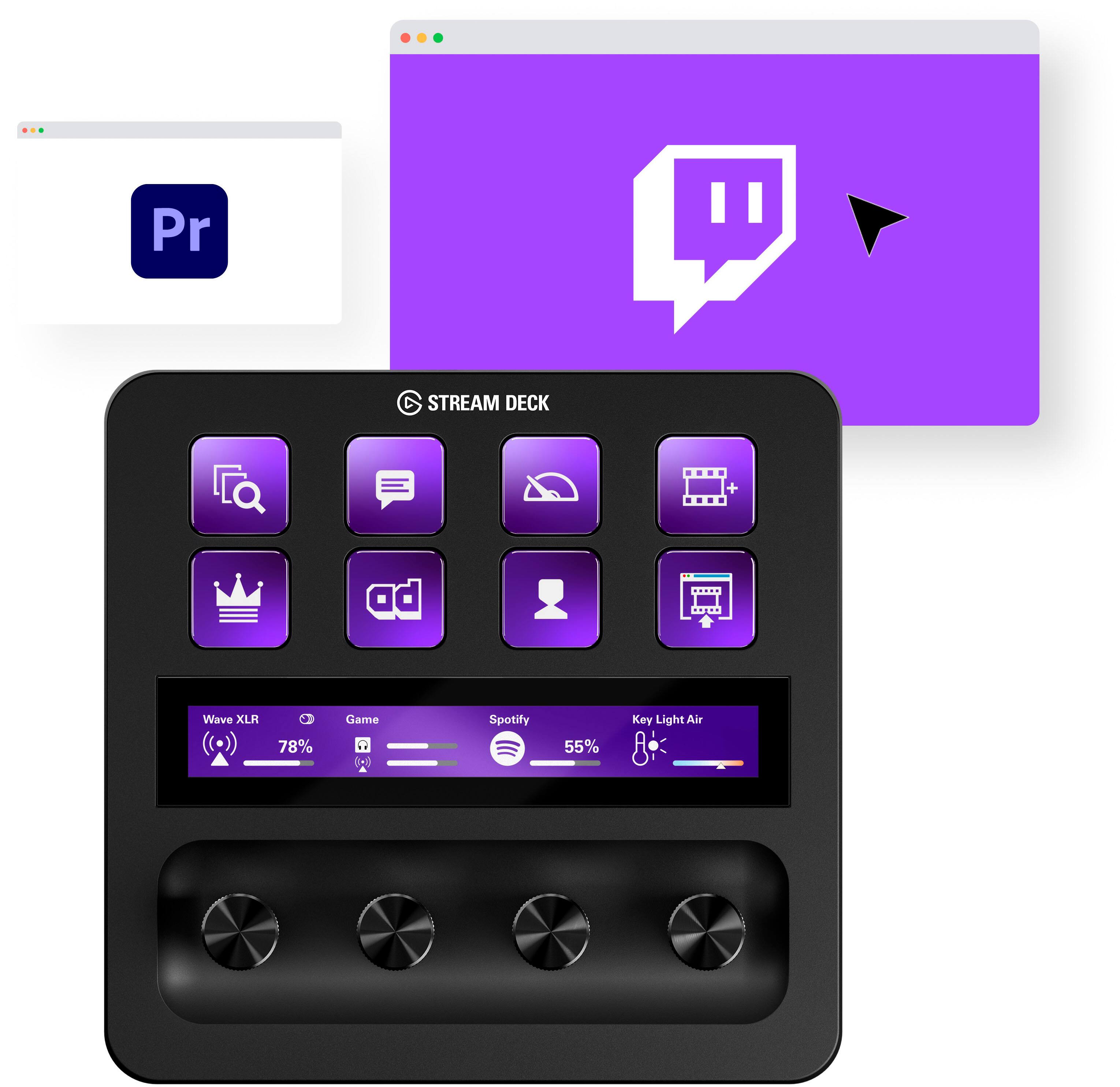 Elgato Stream Deck + Studio Controller with customizable touch strip and dials Black 10GBD9901 ...