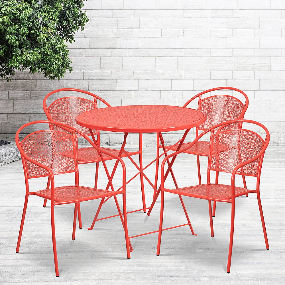 Best Buy: Flash Furniture Oia Outdoor Round Contemporary Metal 5 Piece ...